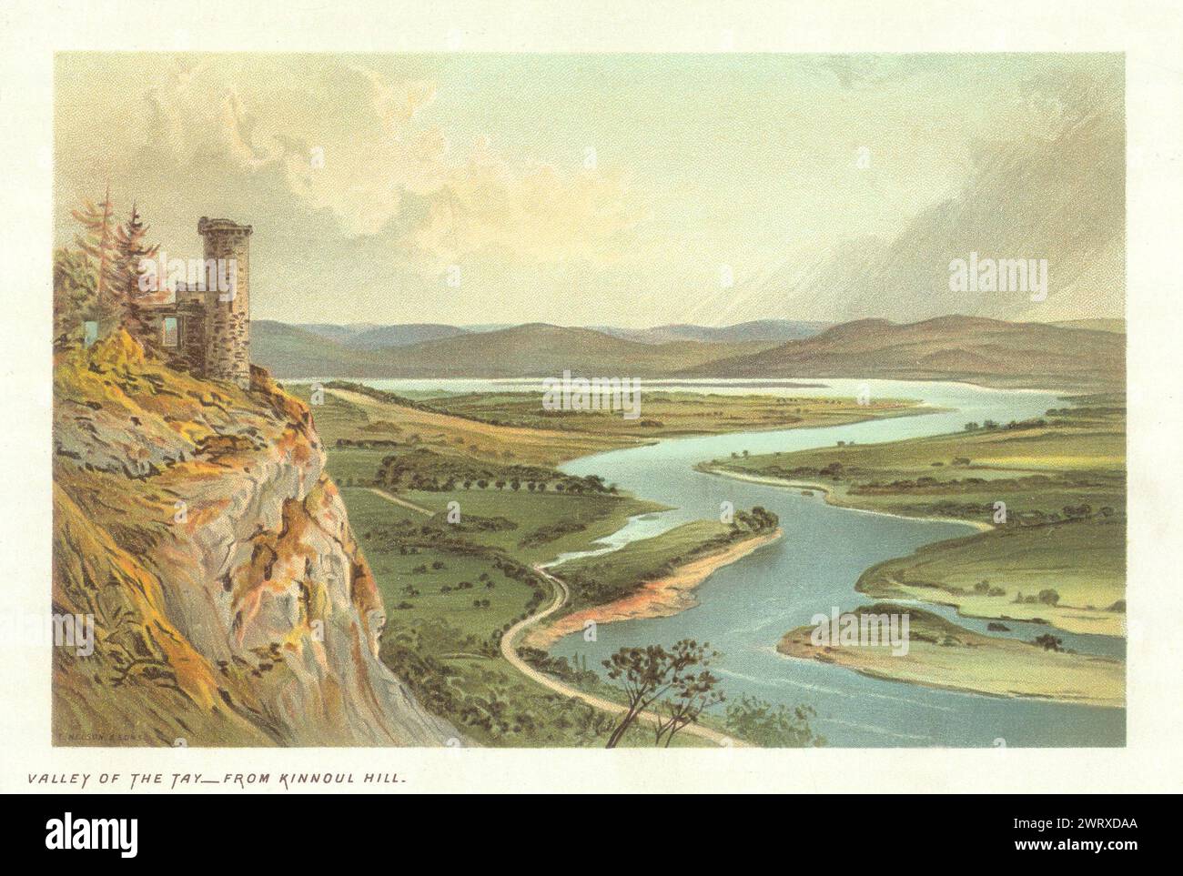 Valley of the Tay, from Kinnoul Hill. Scotland antique chromolithograph ...