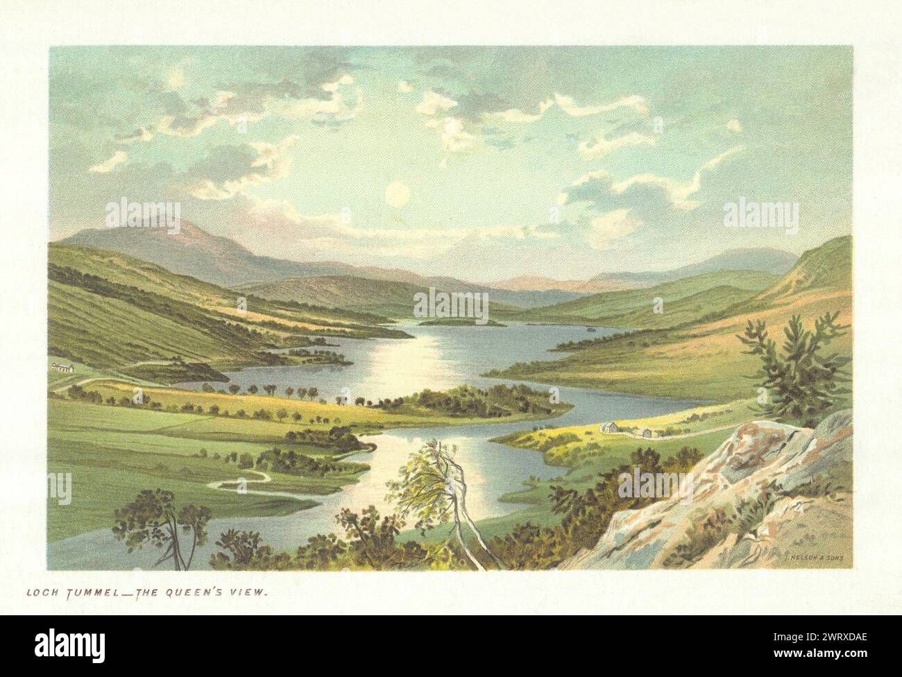Loch Tummel - the Queen's View. Scotland antique chromolithograph 1891 ...