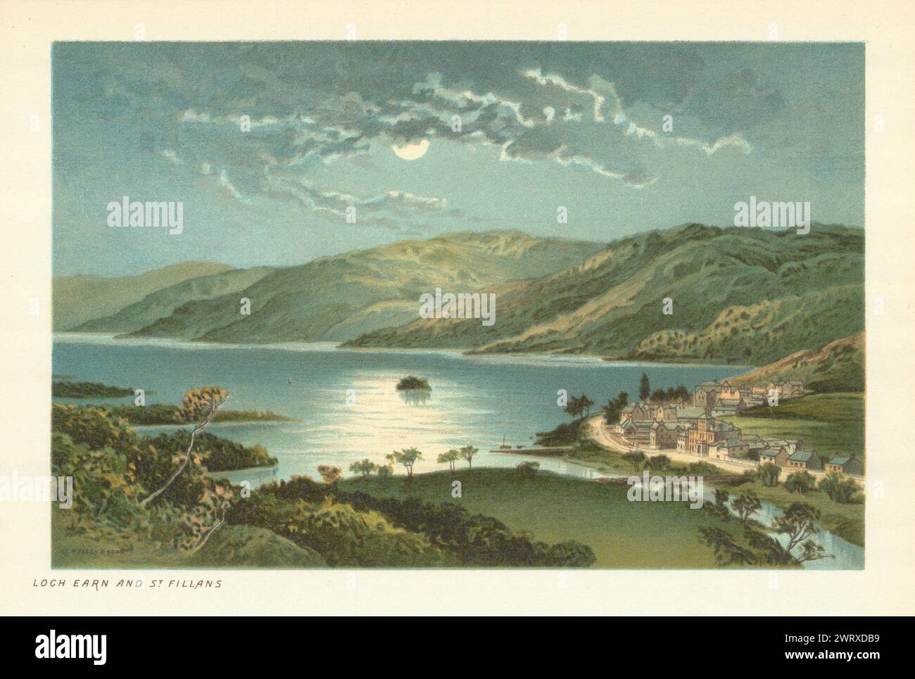 Loch Earn and St Fillans. Scotland antique chromolithograph 1891 old ...