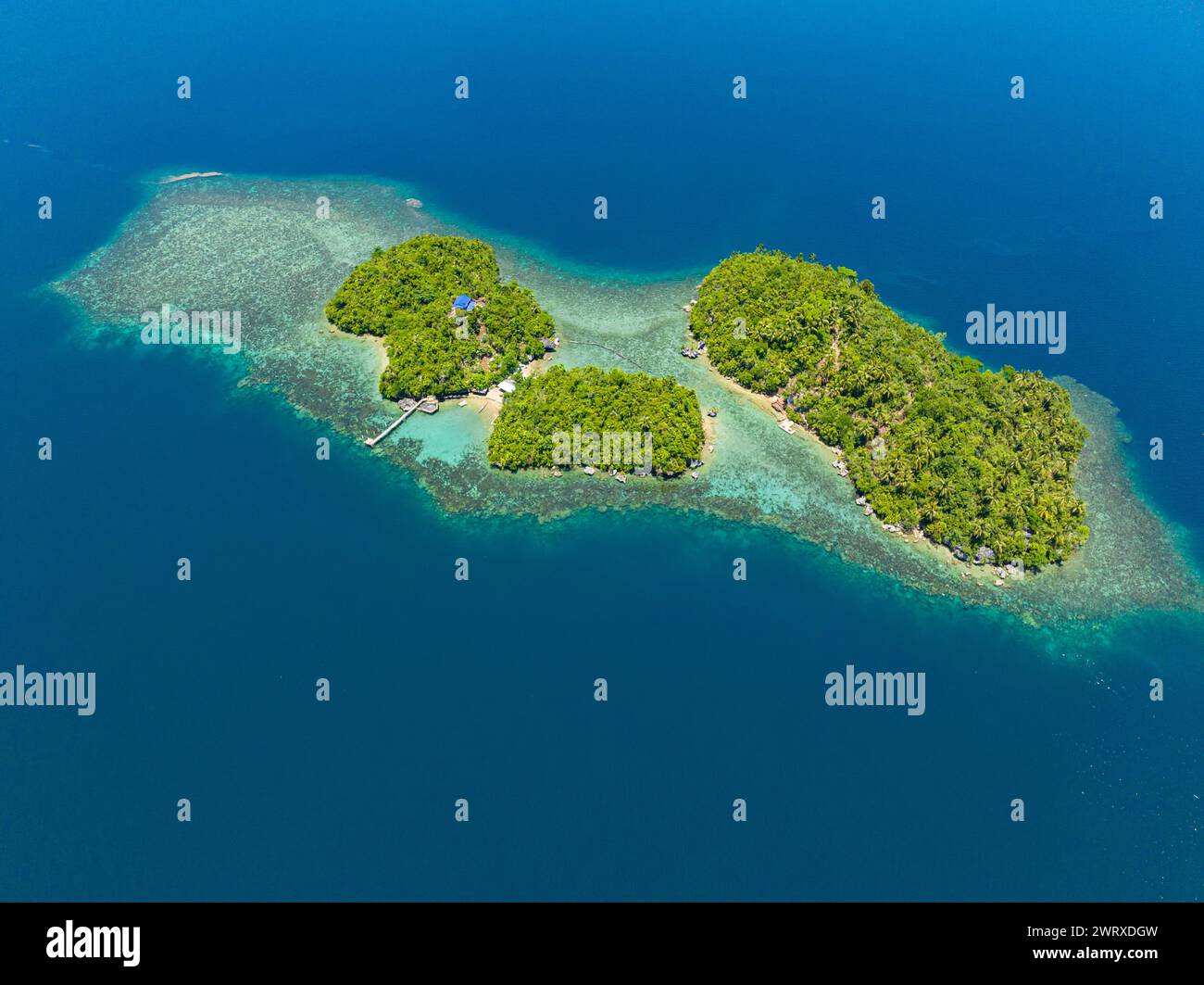 Top view of Tropical Island Resort and beautiful deep blue sea ...