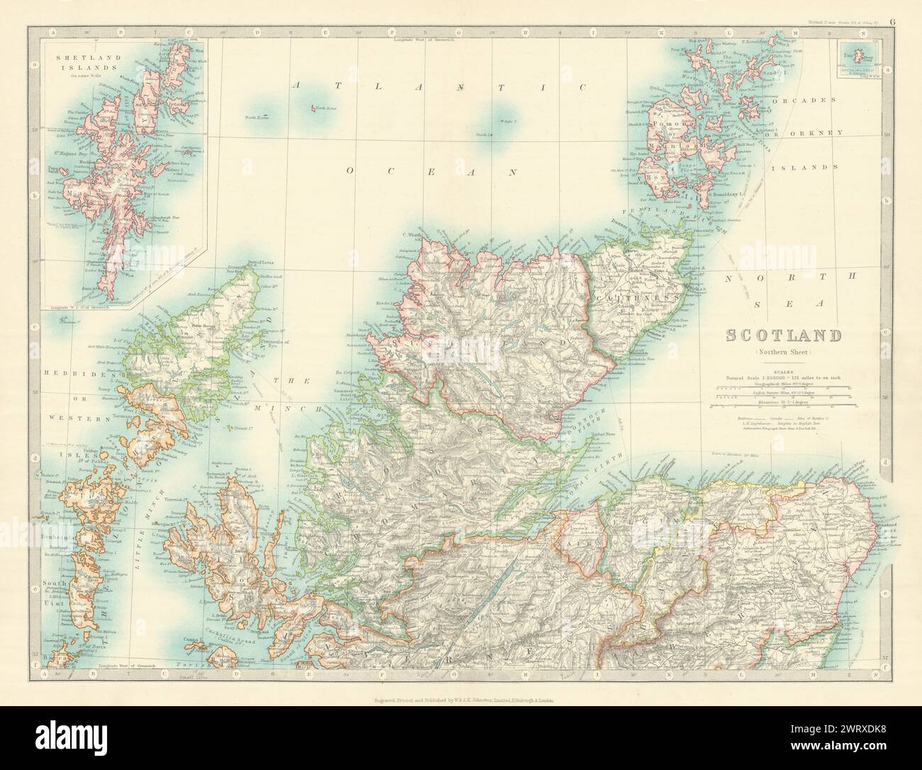 NORTHERN SCOTLAND showing battlefields and dates. JOHNSTON 1913 old map ...
