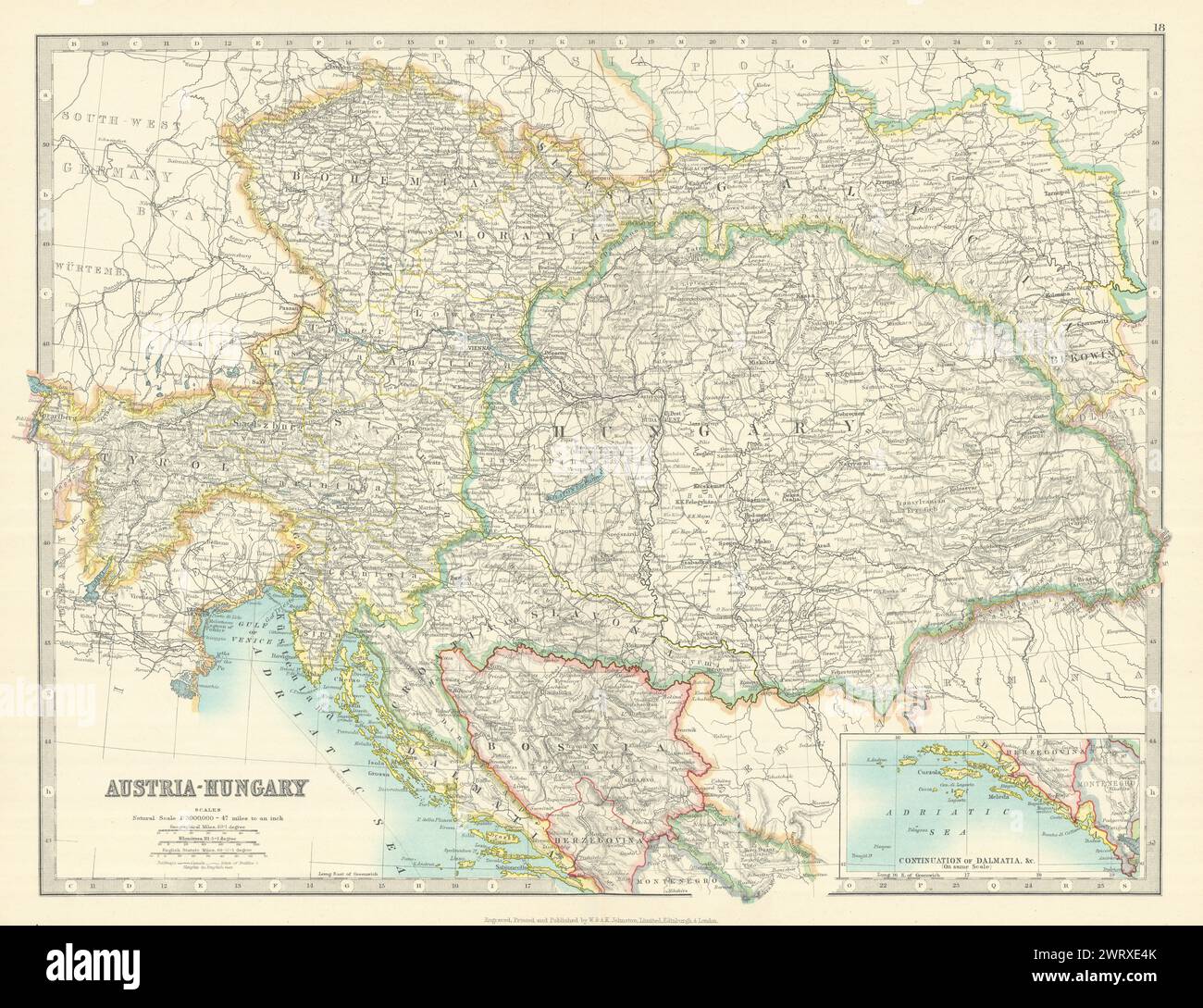 AUSTRIA-HUNGARY. Dalmatian coast. Bosnia. Railways. JOHNSTON 1913 old ...