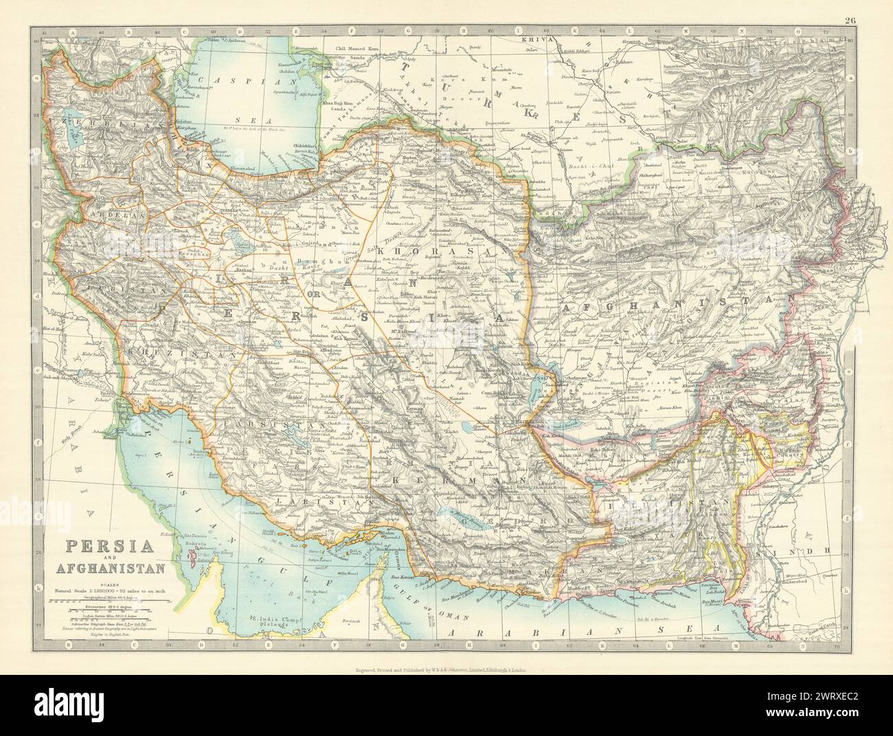 PERSIA & AFGHANISTAN. South West Asia. Iran Baluchistan. JOHNSTON 1913 ...