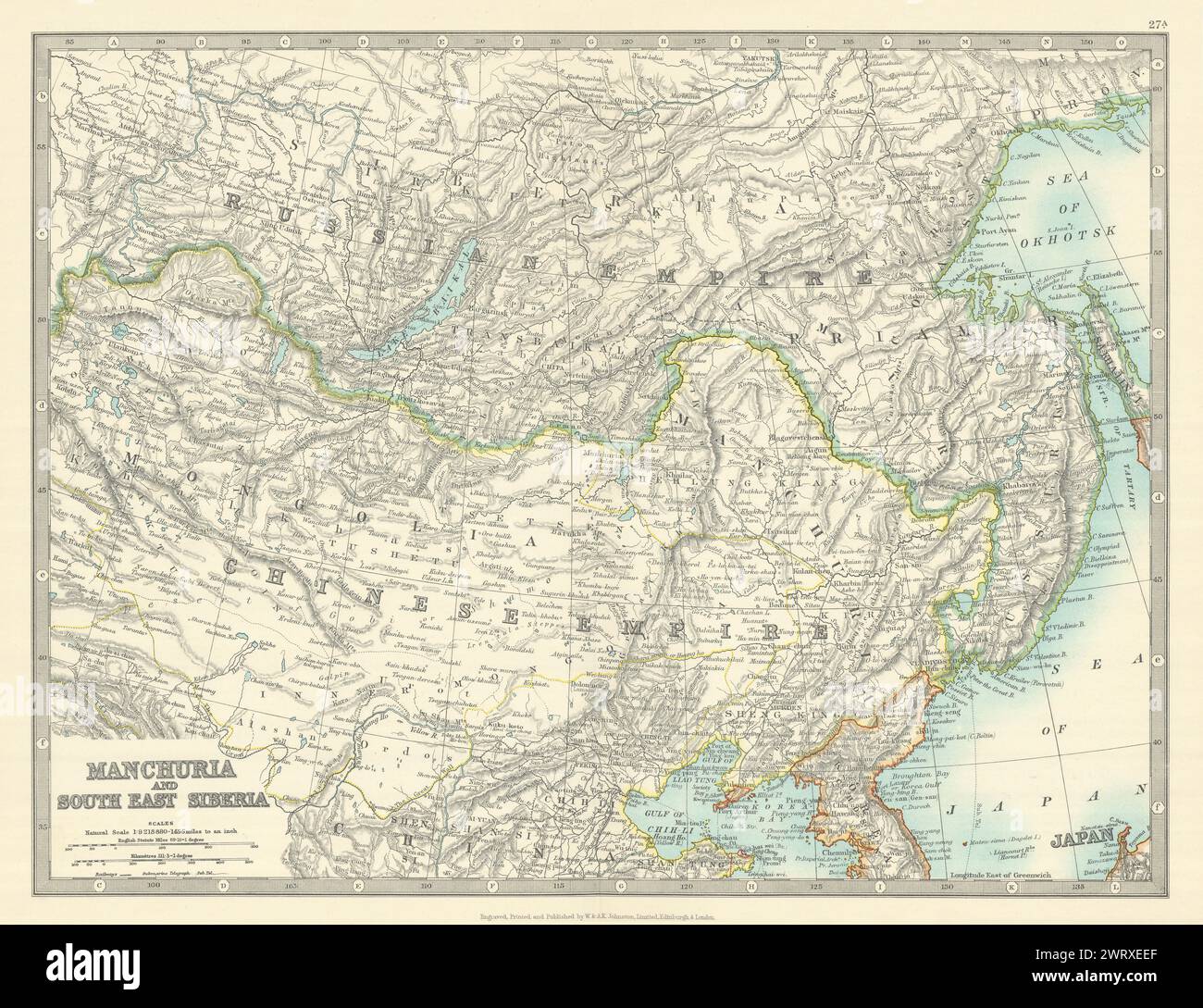 MANCHURIA & SOUTH EAST SIBERIA Mongolia China Russia East Asia JOHNSTON ...