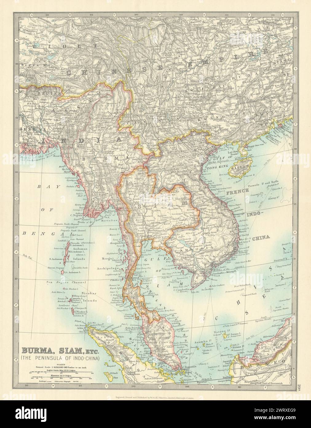 INDOCHINA. Siam Burma Annam Cambodia Tong King Southern China. JOHNSTON ...