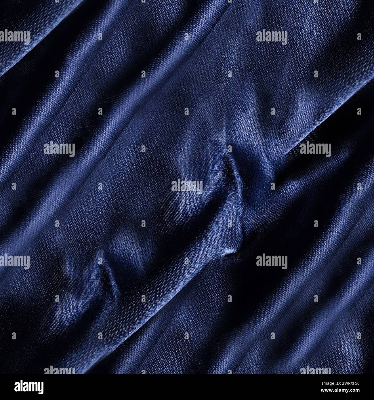 Seamless texture photo of blue colored wrinkled silk drapery material ...