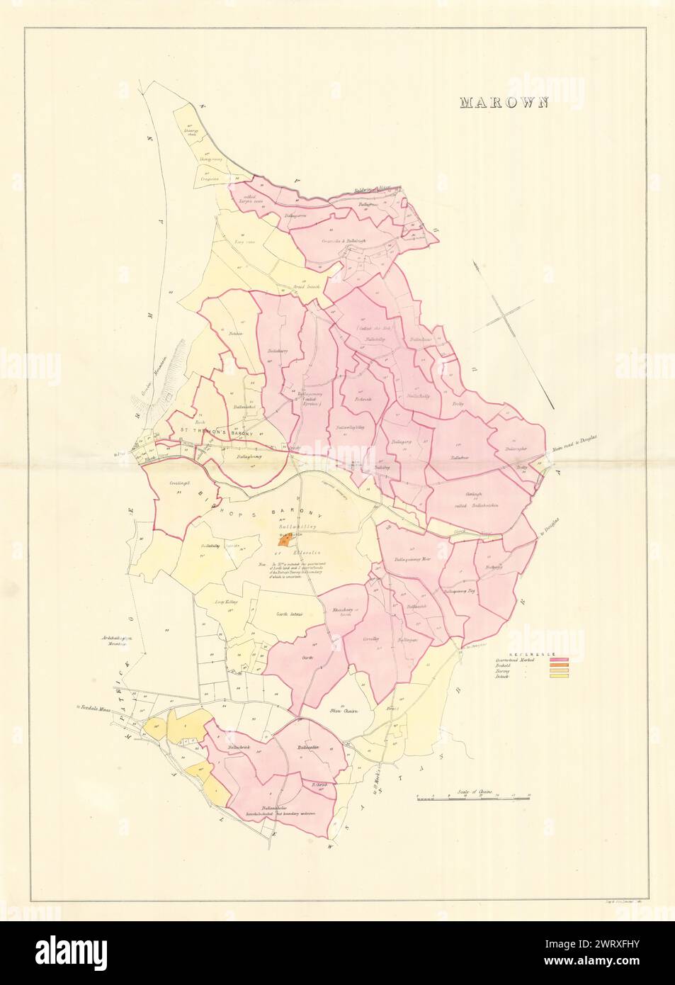 Marown Parish, Middle Sheading, Isle of Man by James Woods 1829 old map ...