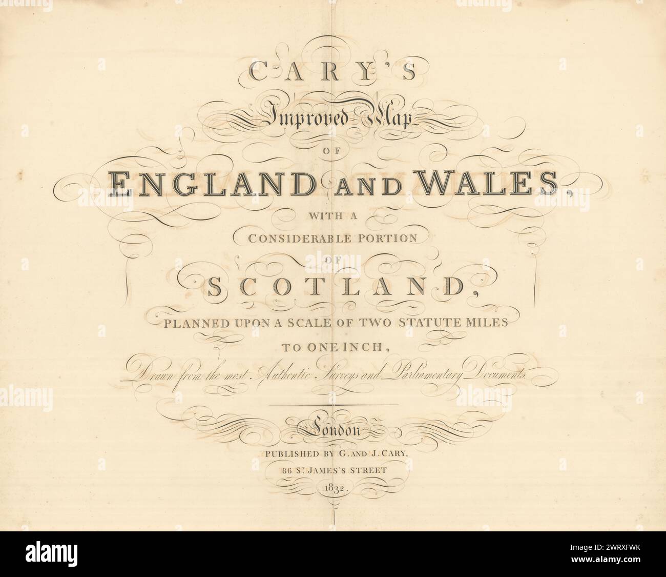 "Cary's Improved Map of England and Wales…" Title map. G & J Cary 1832 ...
