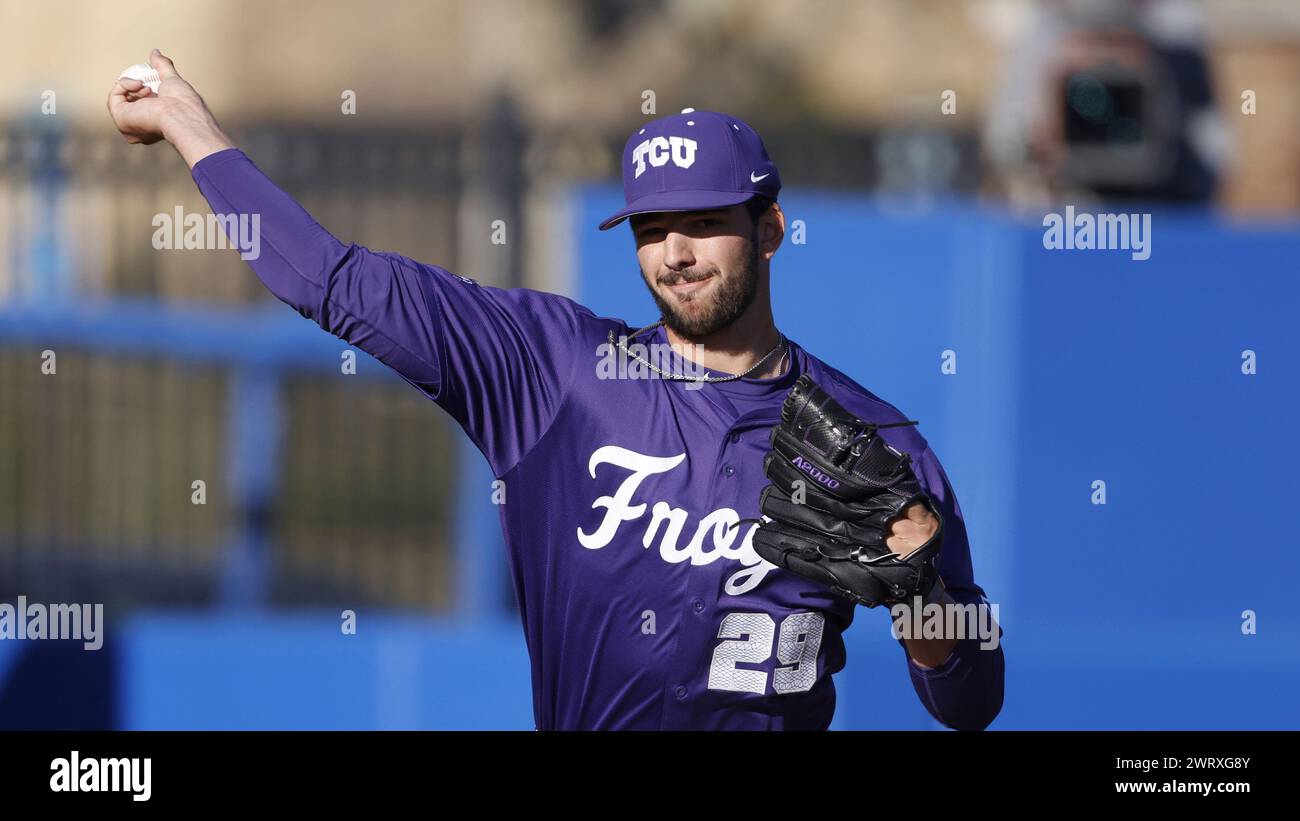 TCU pitcher Mason Bixby (29) during an NCAA college baseball game on ...