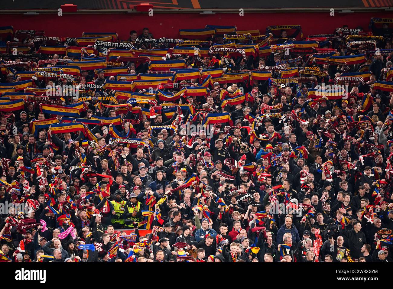 Sparta Prague fans in the stands show their support during the UEFA ...