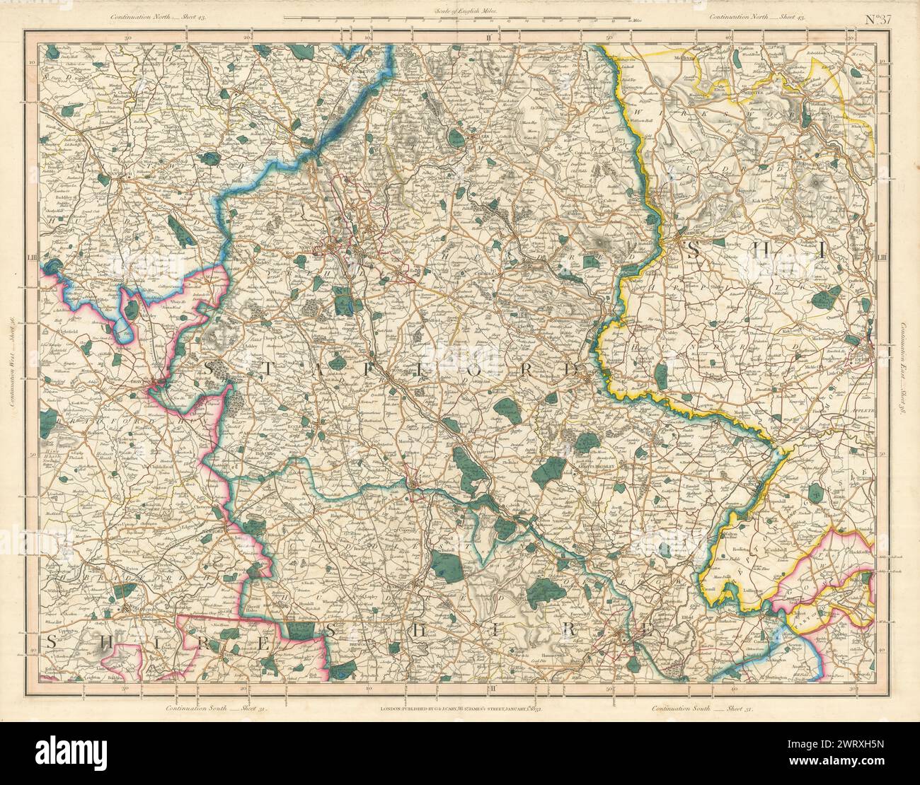 Old map of derbyshire hi-res stock photography and images - Alamy