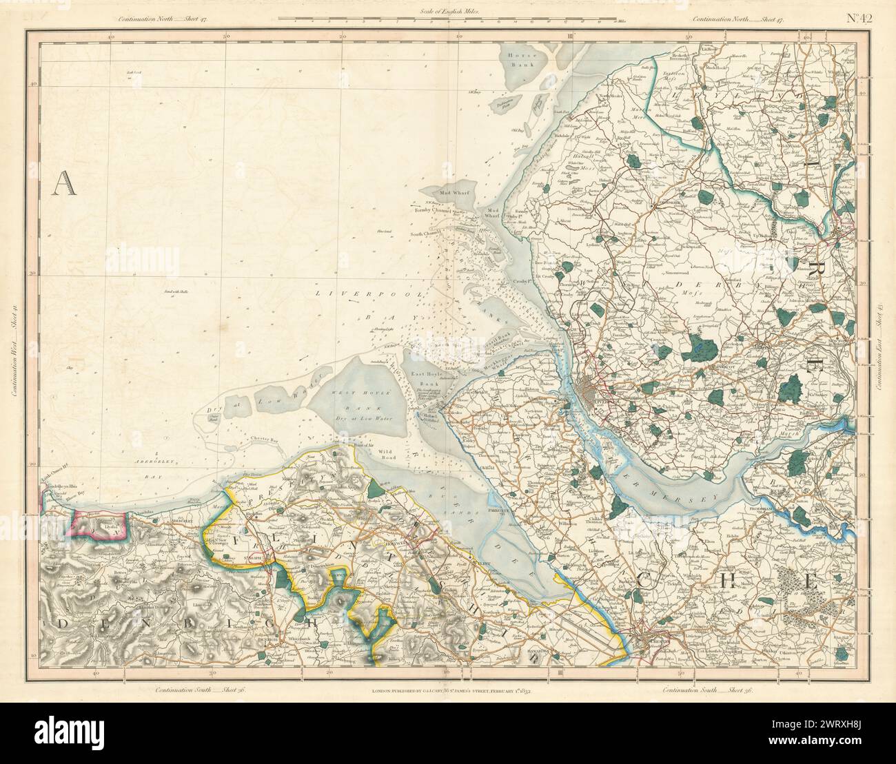 LIVERPOOL BAY. Merseyside, Dee Estuary & Wirral. Lancs Flintshire. CARY ...