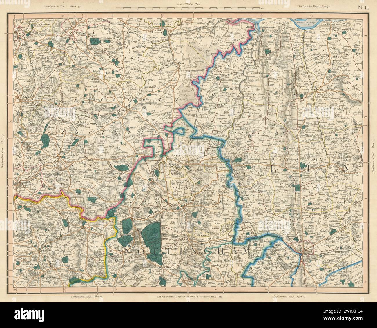 Nottinghamshire map 1832 hi-res stock photography and images - Alamy
