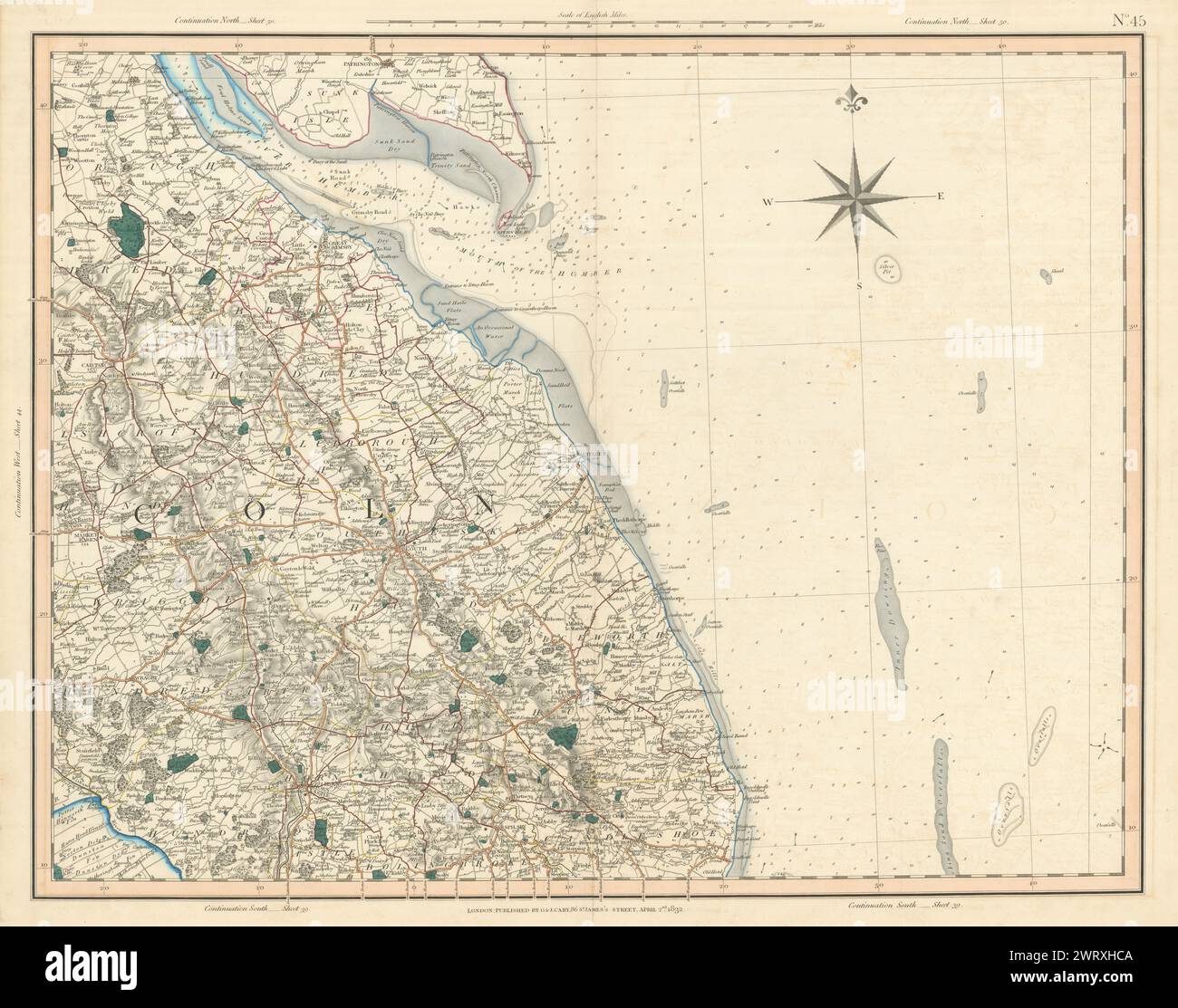 LINCOLNSHIRE WOLDS & COAST. Holderness & the Humber Estuary. CARY 1832 ...