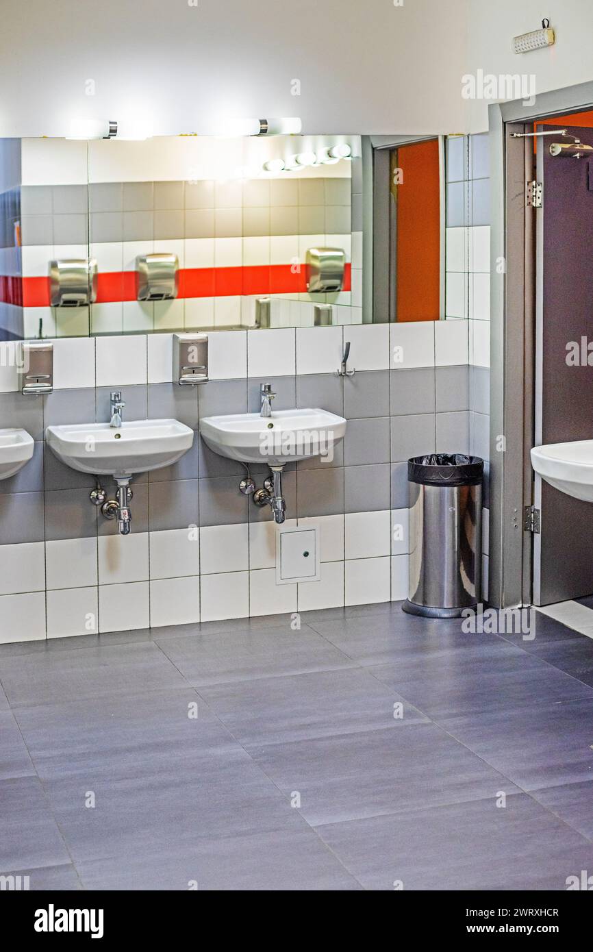 interior of a toilet room in a supermarket. Modern interior Stock Photo ...