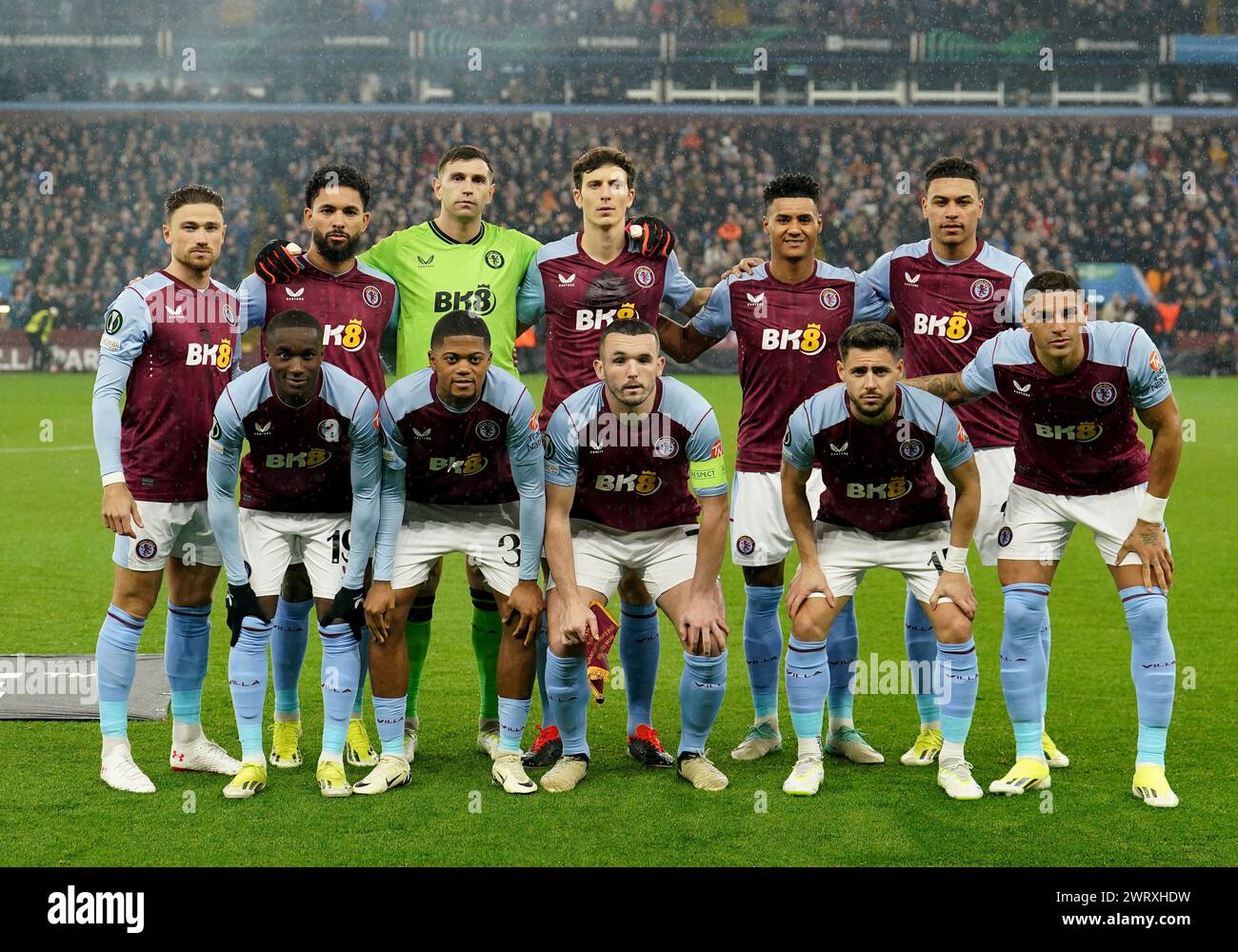Aston Villa players line up ahead of the UEFA Europa Conference League ...