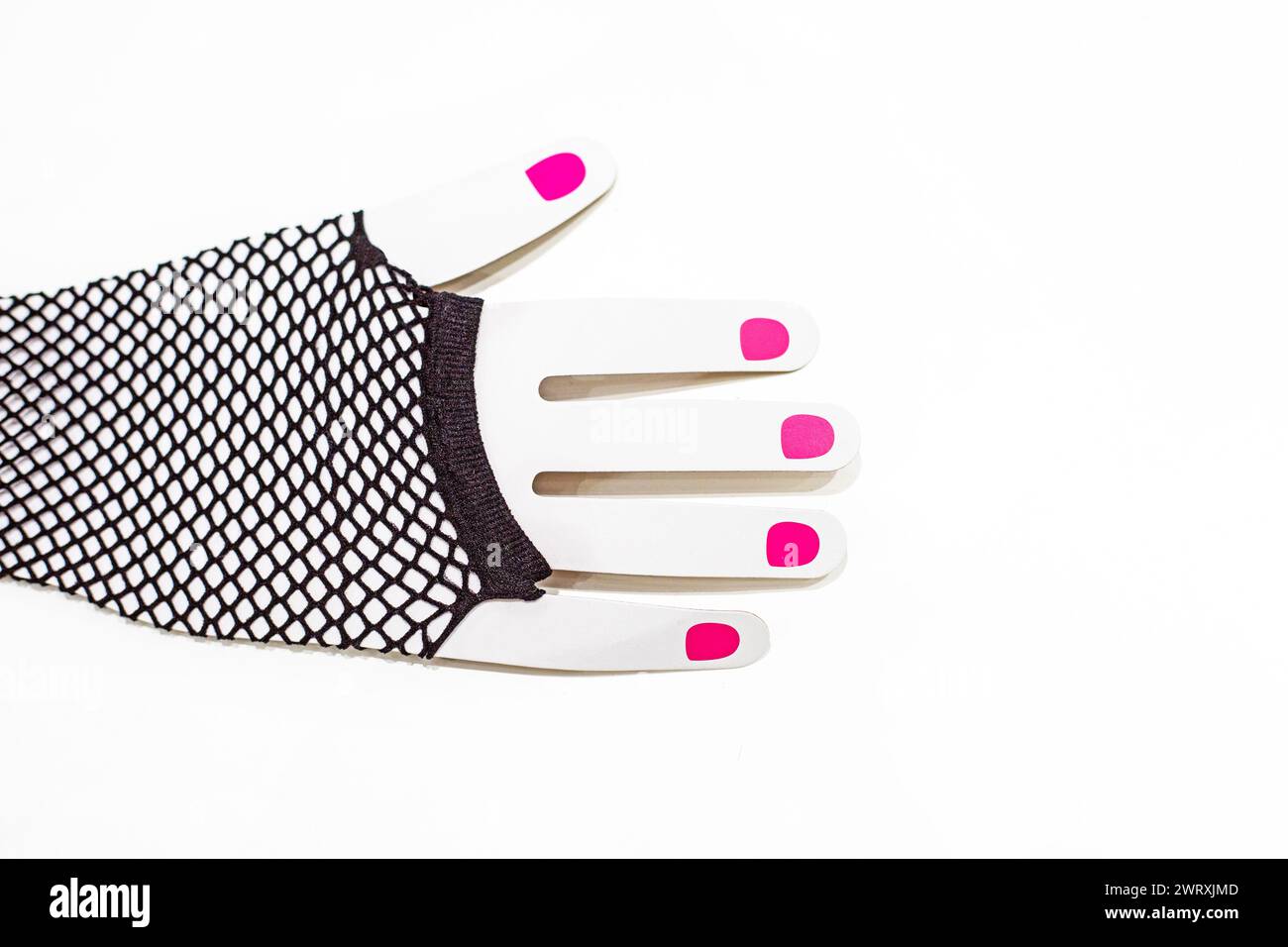 mock-up of a hand with a black accessory - a mesh oversleeve. Fashion ...