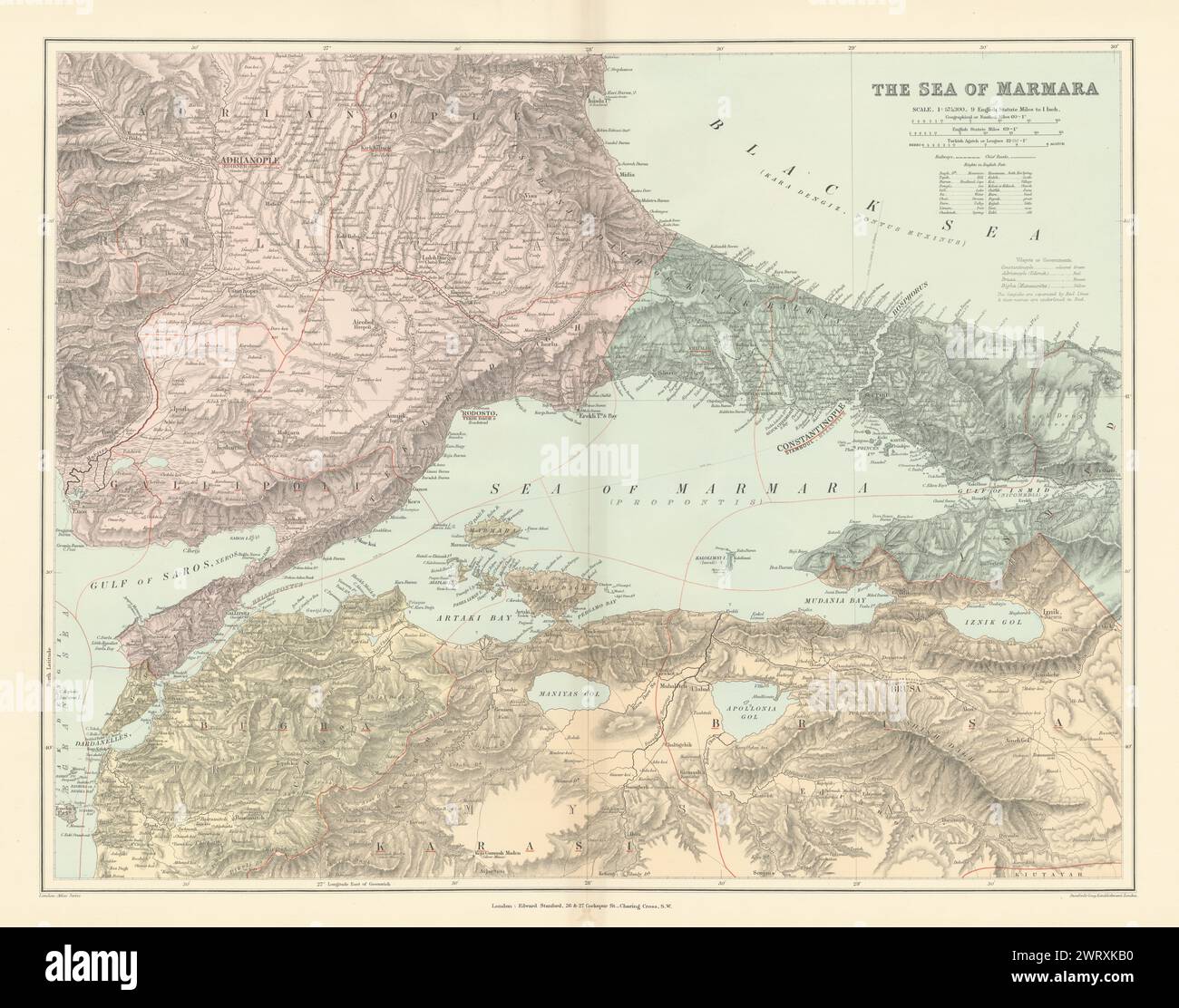 Sea of Marmara & adjacent region. Northwest Turkey. 51x65cm STANFORD ...
