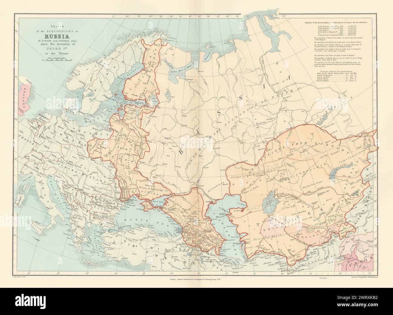 Russian acquisitions in Europe & Central Asia since 1689. STANFORD 1896 ...