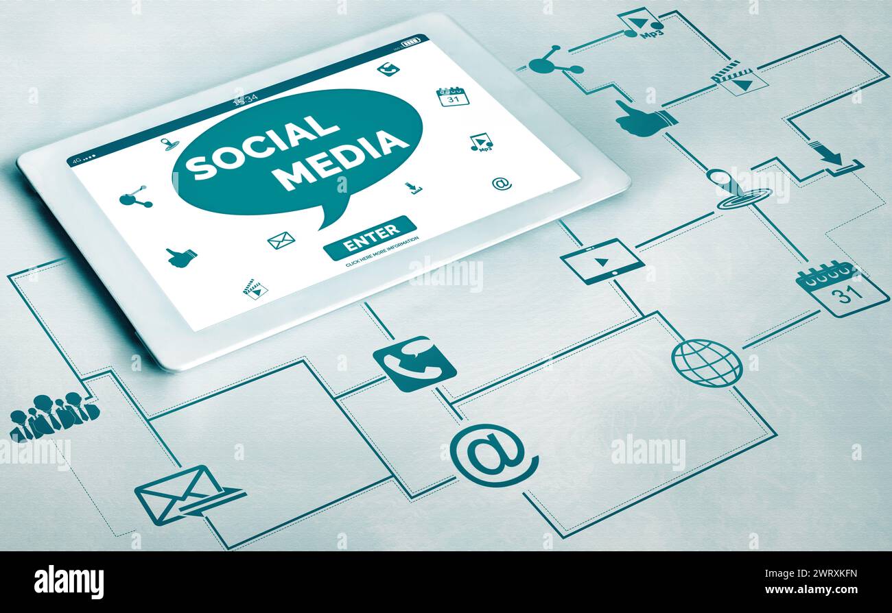 Social media and young people network concept. Modern graphic interface ...