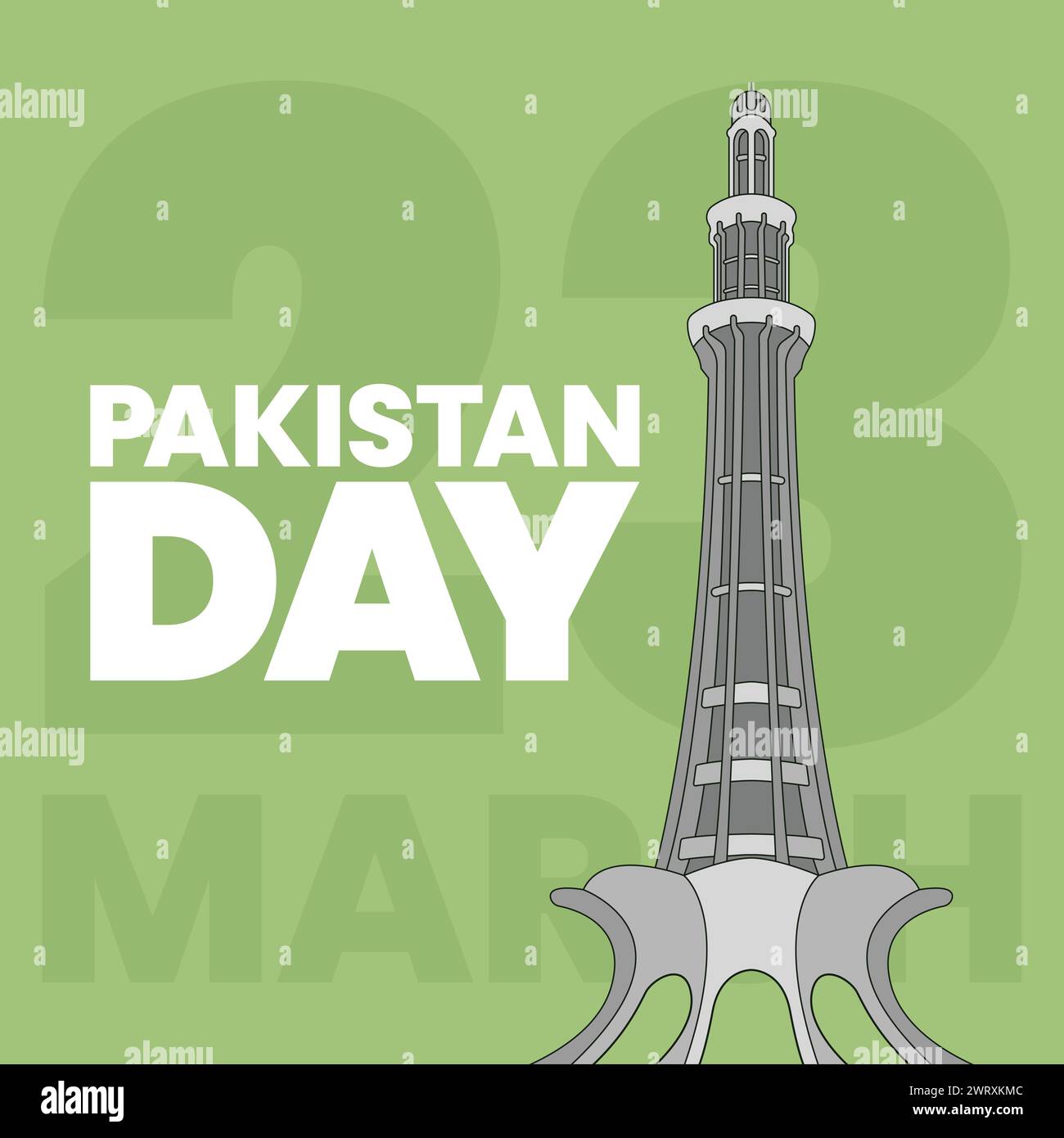 Pakistan Day vector Minar e Pakistan 23rd March Vector Illustration ...