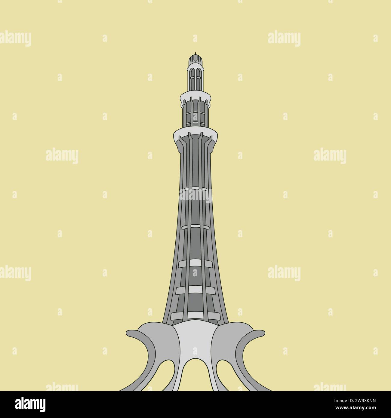 Pakistan Day vector Minar e Pakistan 23rd March Vector Illustration ...
