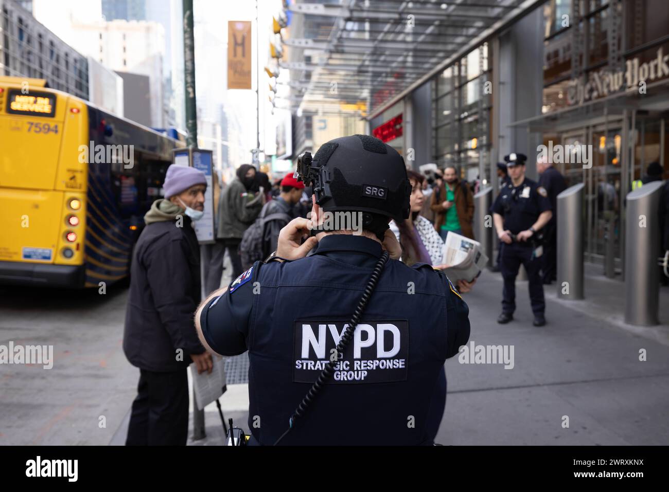 NEW YORK, NEW YORK - MARCH 14: NYPD's Strategic Response Group arrive ...