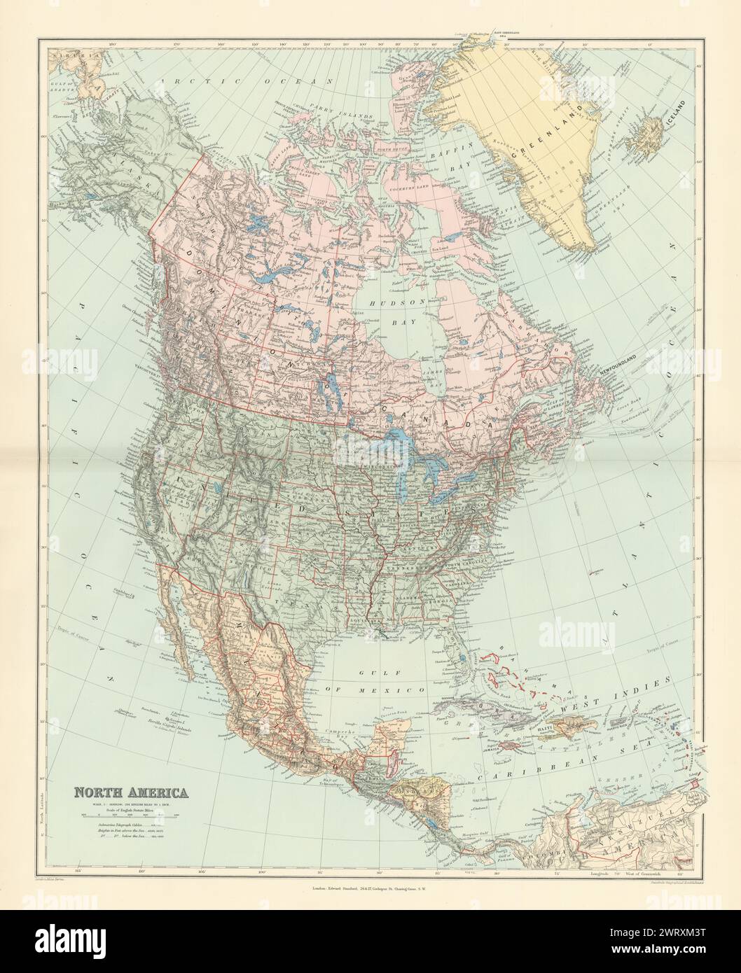 North America Manitoba postage stamp USA Canada. STANFORD 1896 old ...