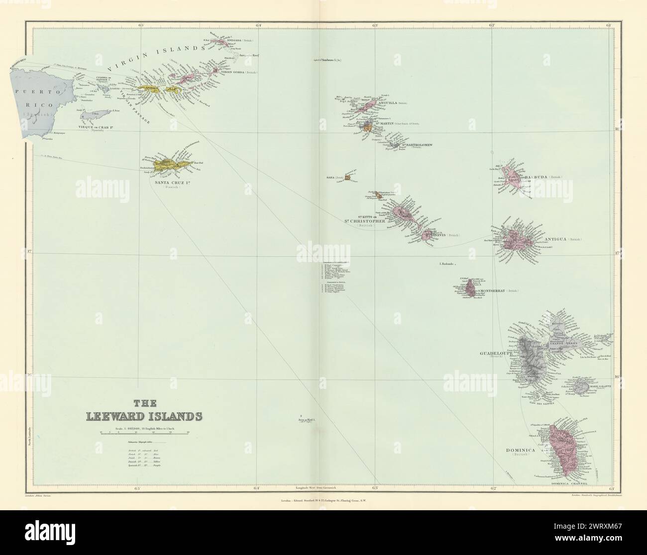 Leeward islands map hi-res stock photography and images - Alamy