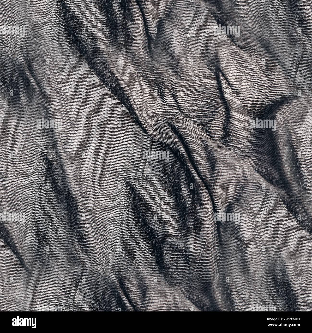 Seamless texture photo of gray colored wrinkled cotton drapery material ...