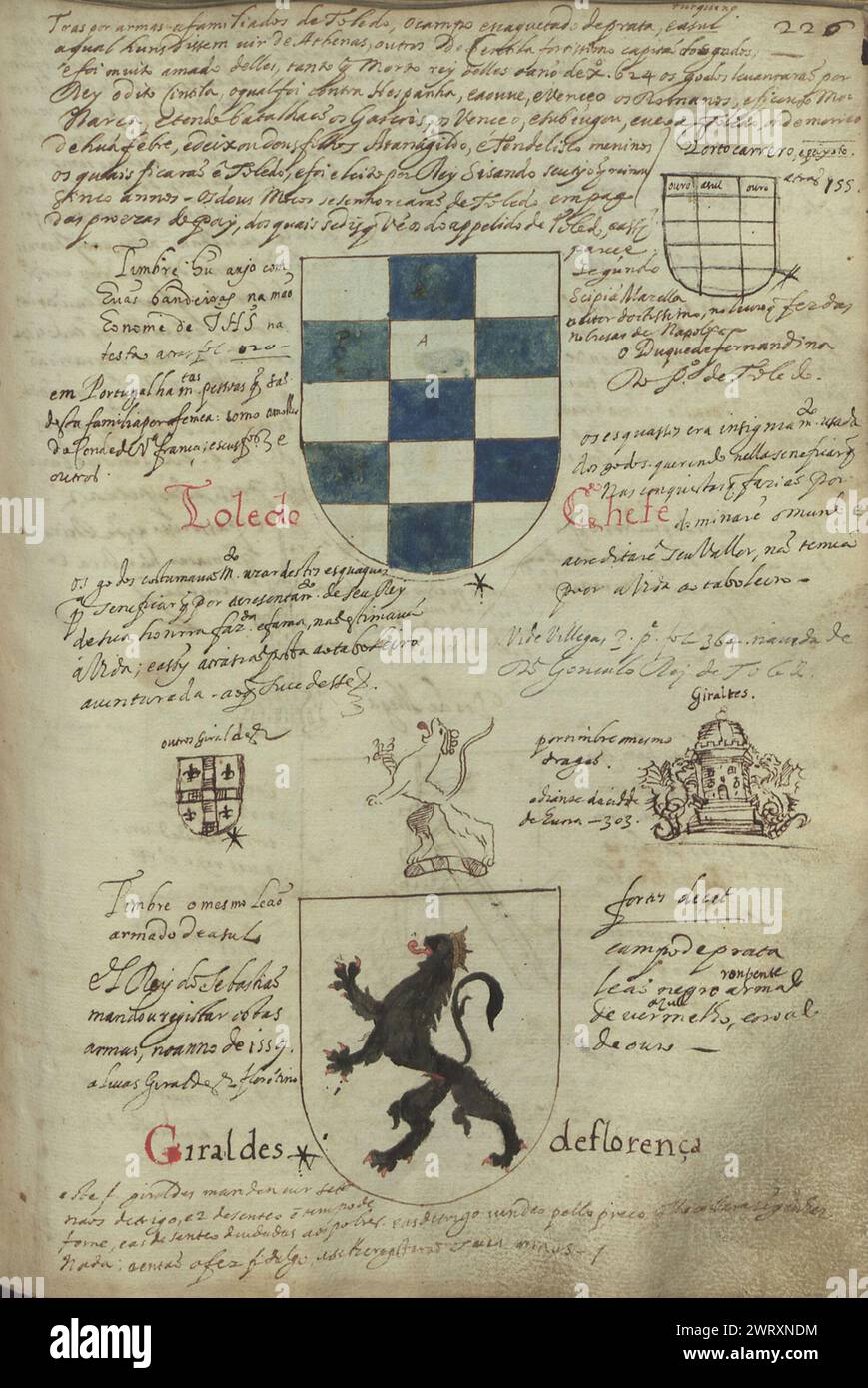 Toledo and Giraldes Coat of Arms Stock Photo - Alamy