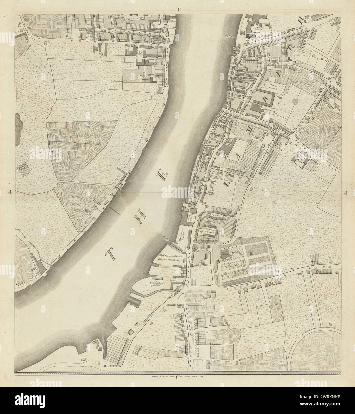 Horwood London C4 Westminster Millbank Vauxhall Lambeth Oval 1799 old ...