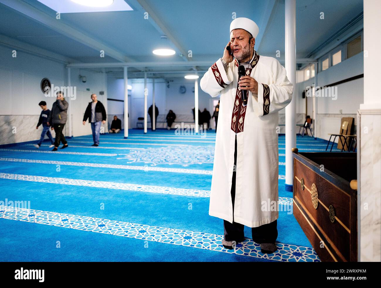 AMSTERDAM - A prayer during Ramadan at the Mevlana Mosque. ANP RAMON ...