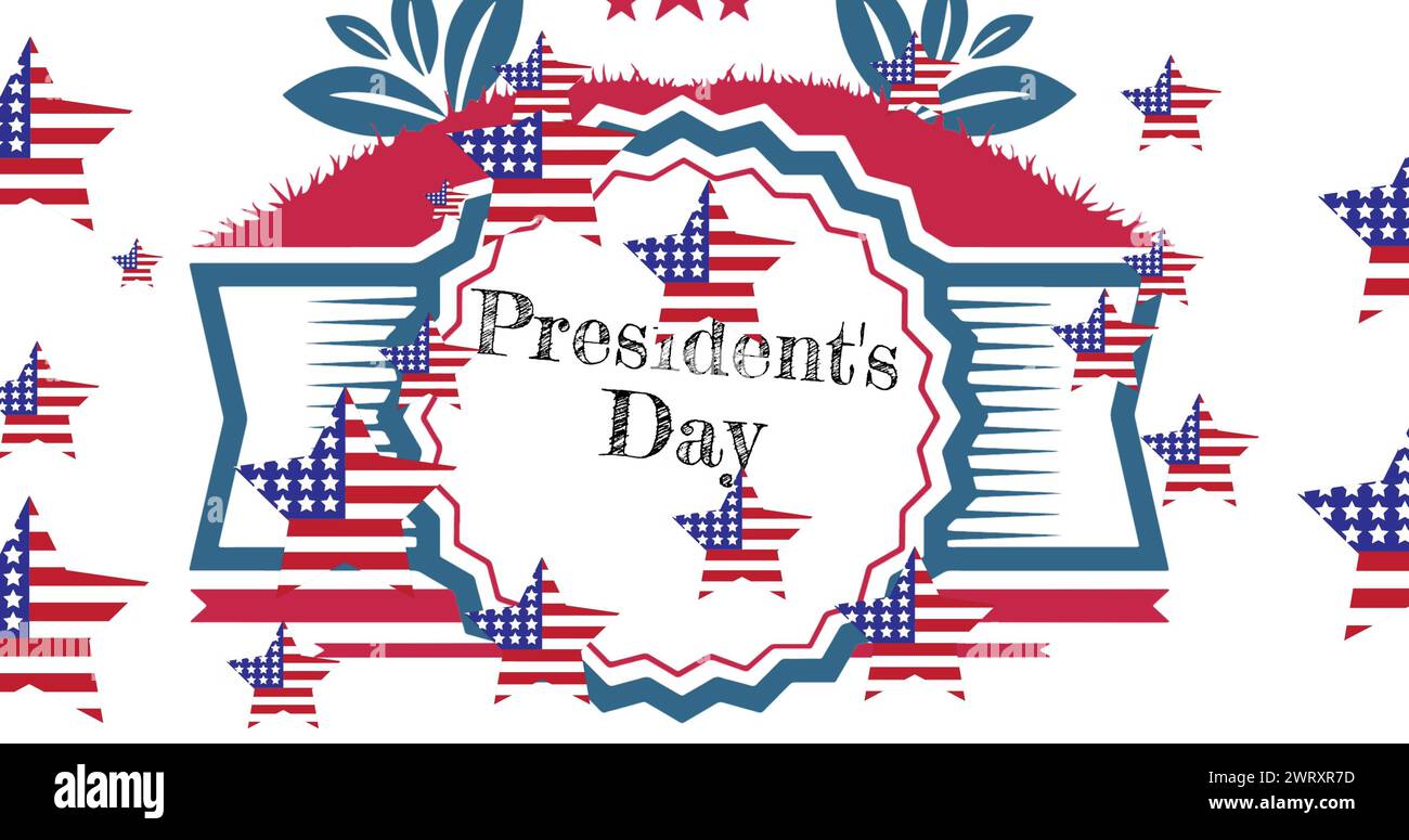 Image of stars with usa flags over presidents day text on white ...