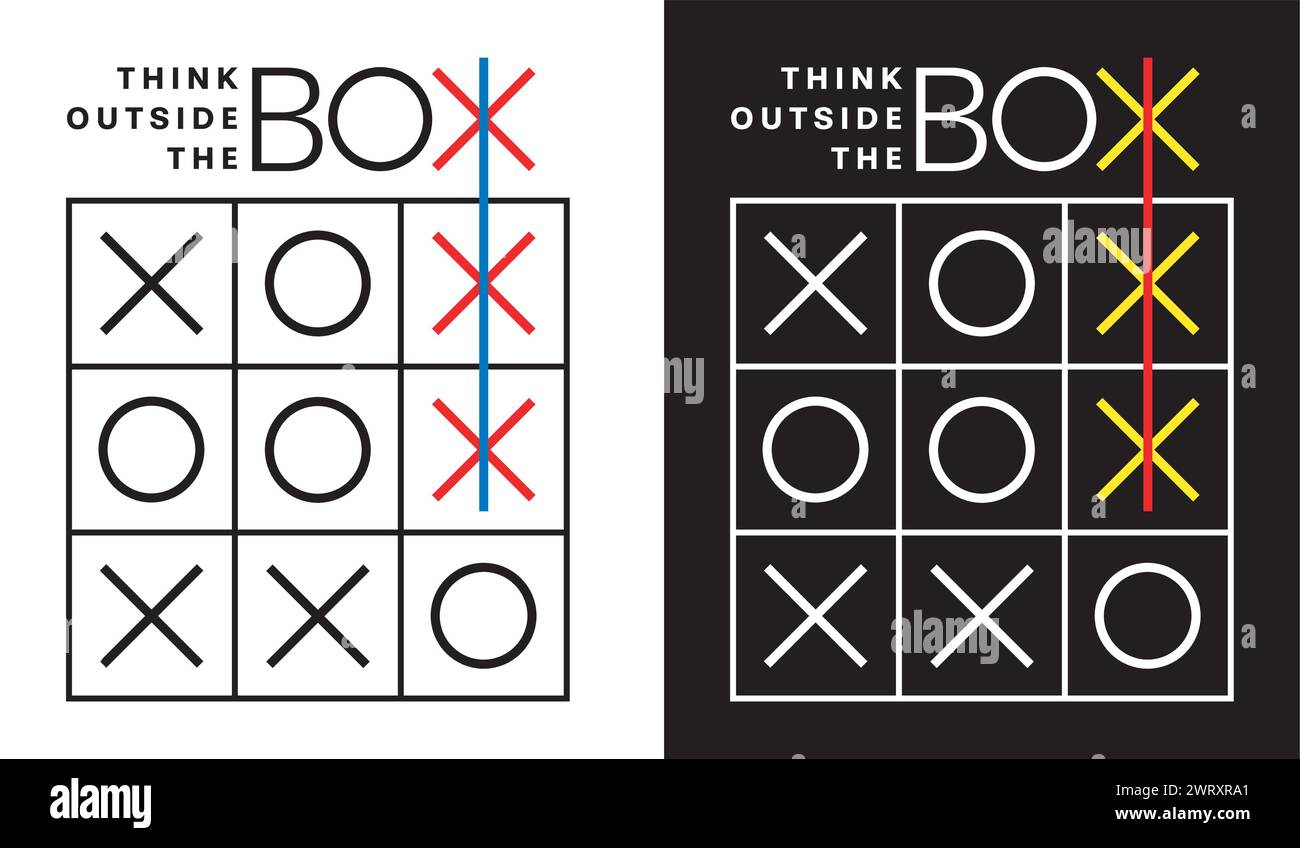 Tic tac toe game think outside the box stock vector illustration on ...