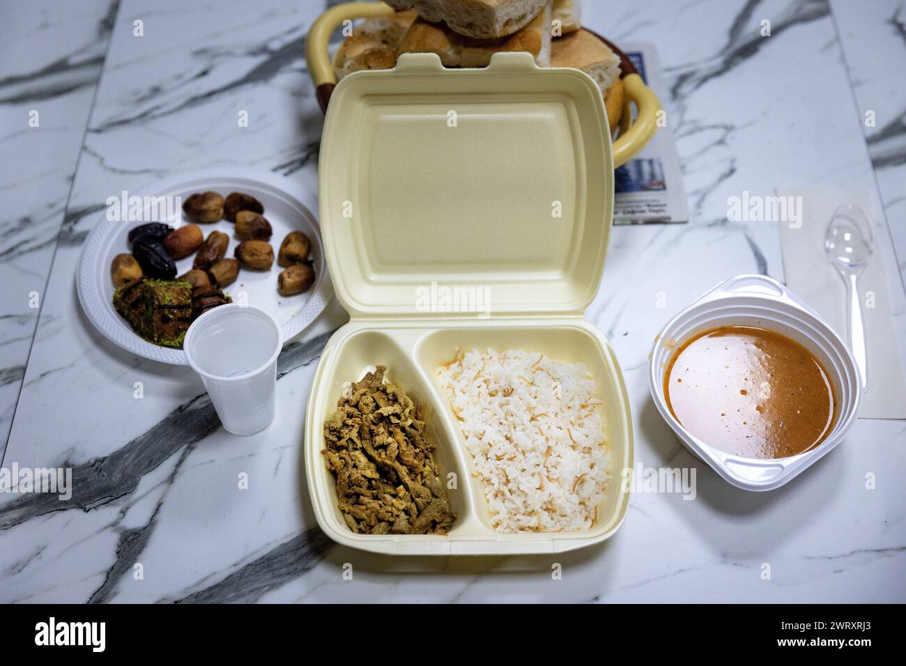 AMSTERDAM - A prayer during Ramadan at the Mevlana Mosque. ANP RAMON ...