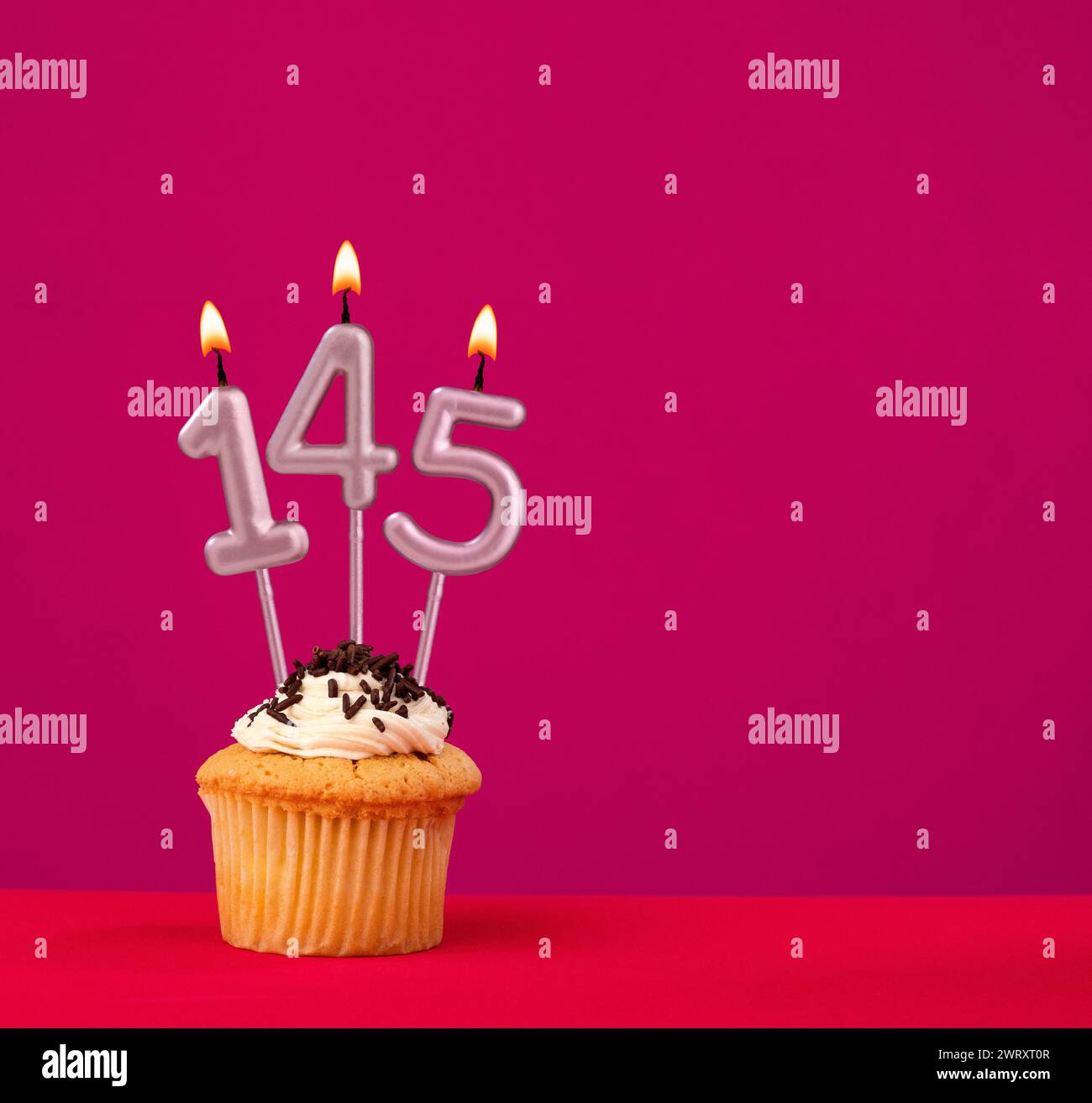 Birthday cupcake with candle number 145 - Rhodamine Red foamy ...