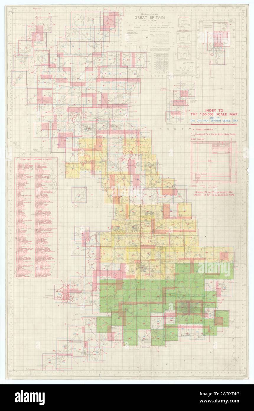 Ordnance Survey Great Britain Index 1:50000 scale & One-inch 7th series ...