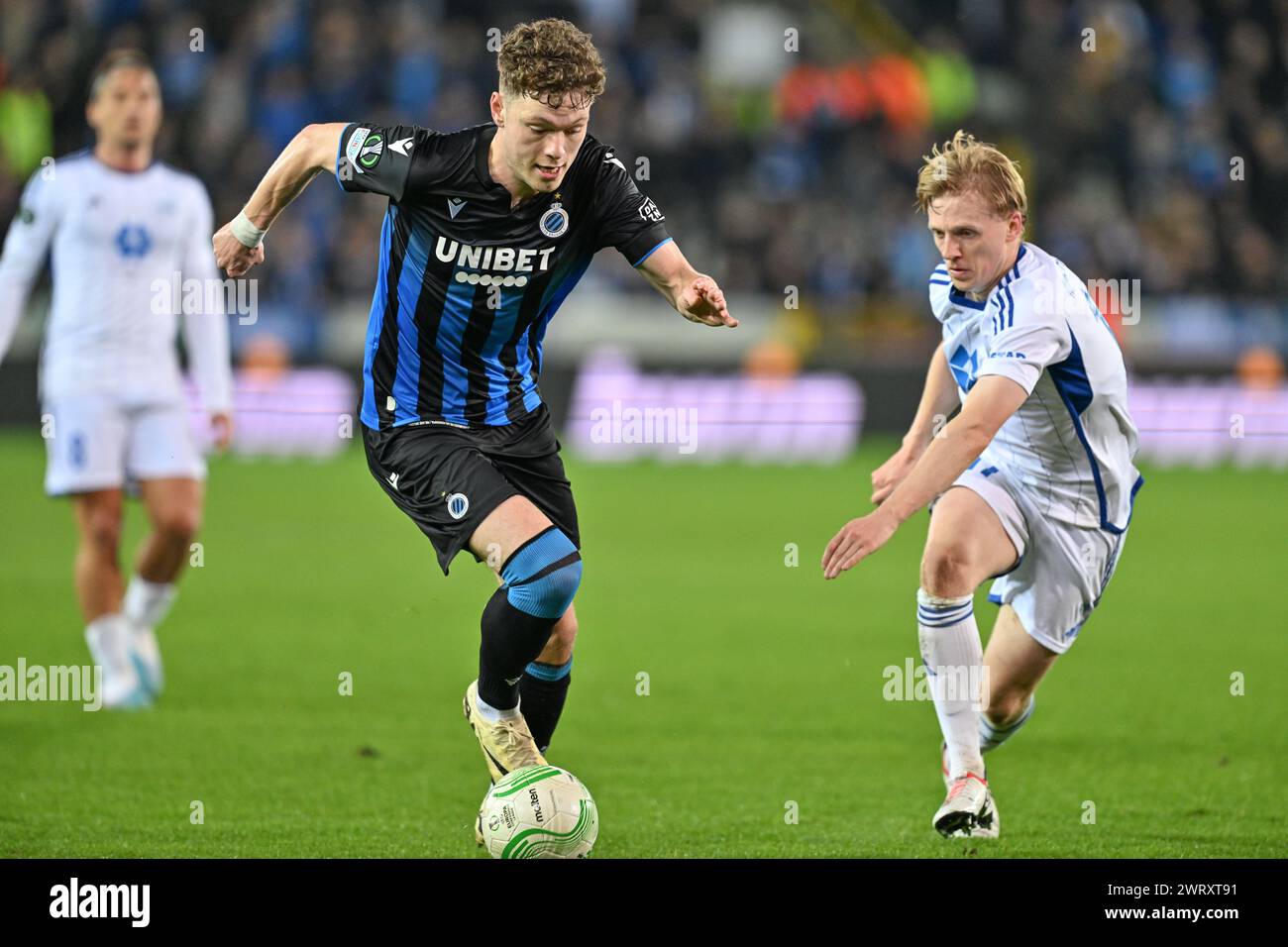 Brugge, Belgium. 14th Mar, 2024. Andreas Skov Olsen (7) of Club Brugge ...