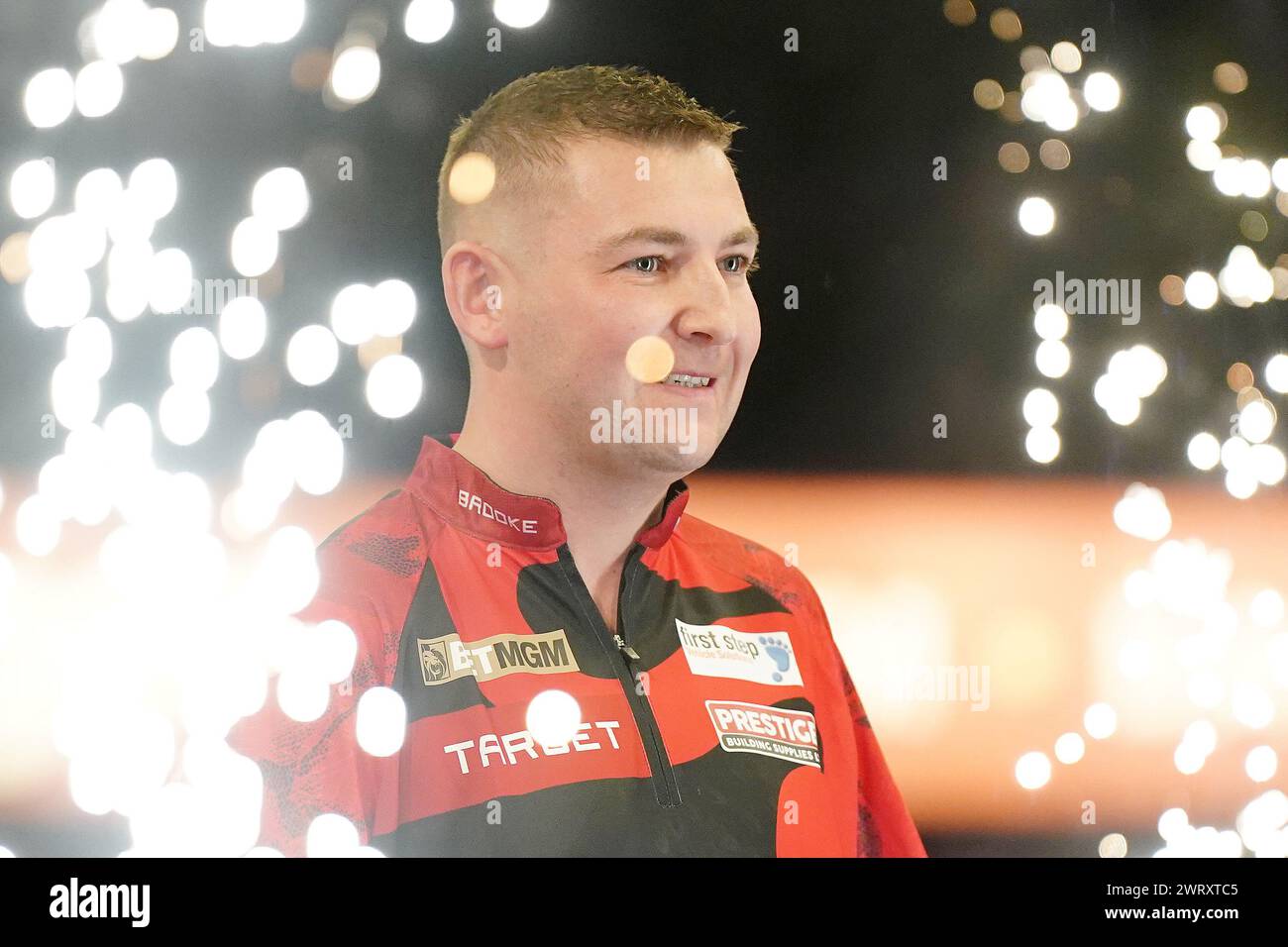 Nathan Aspinall celebrates victory over Rob Cross (not pictured) on ...