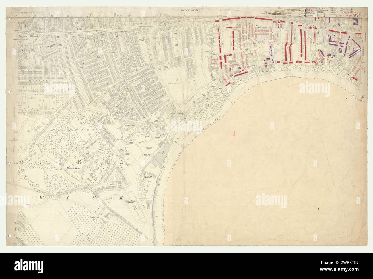 LSE POVERTY OS PROOF MAP Hammersmith - Chiswick -Turnham Green 1928 old ...