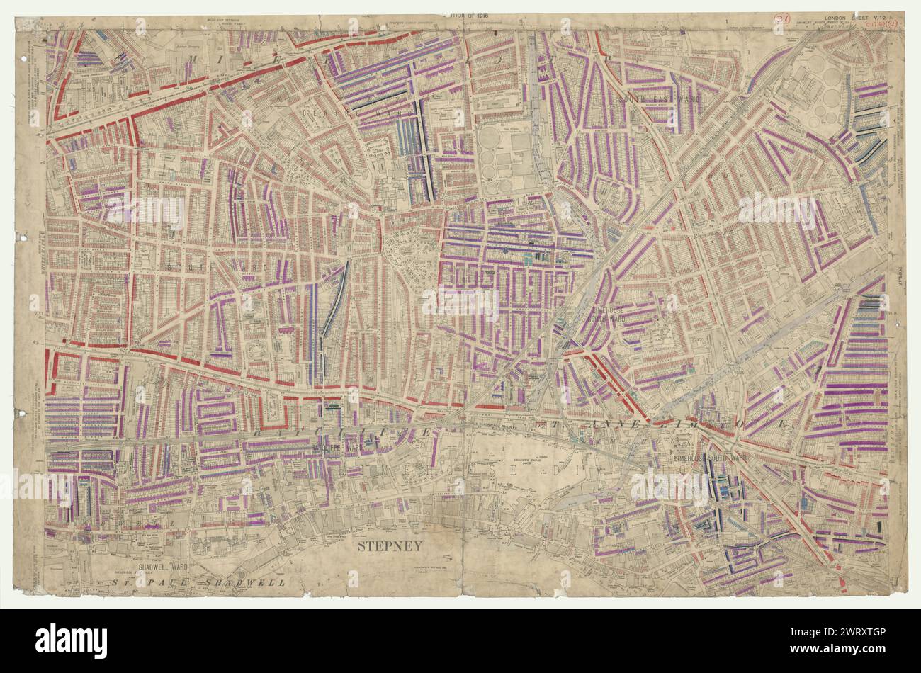 LSE POVERTY OS PROOF MAP East End - Limehouse - Shadwell - Wapping 1928 ...
