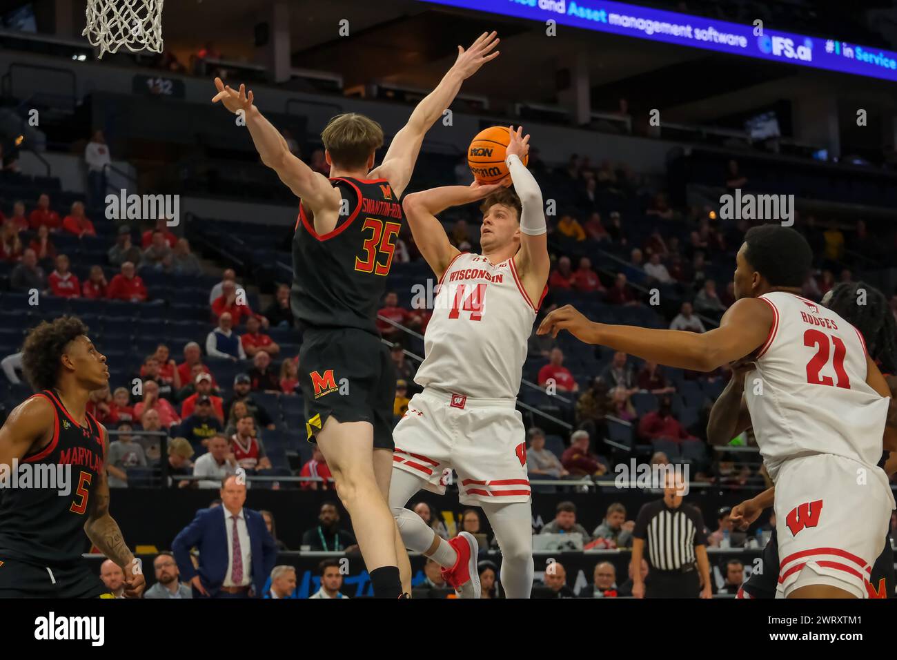 Minneapolis, Minnesota, USA. 14th Mar, 2024. Wisconsin Badgers forward ...