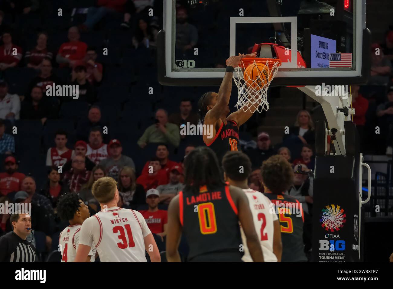 Minneapolis, Minnesota, USA. 14th Mar, 2024. Maryland Terrapins forward ...