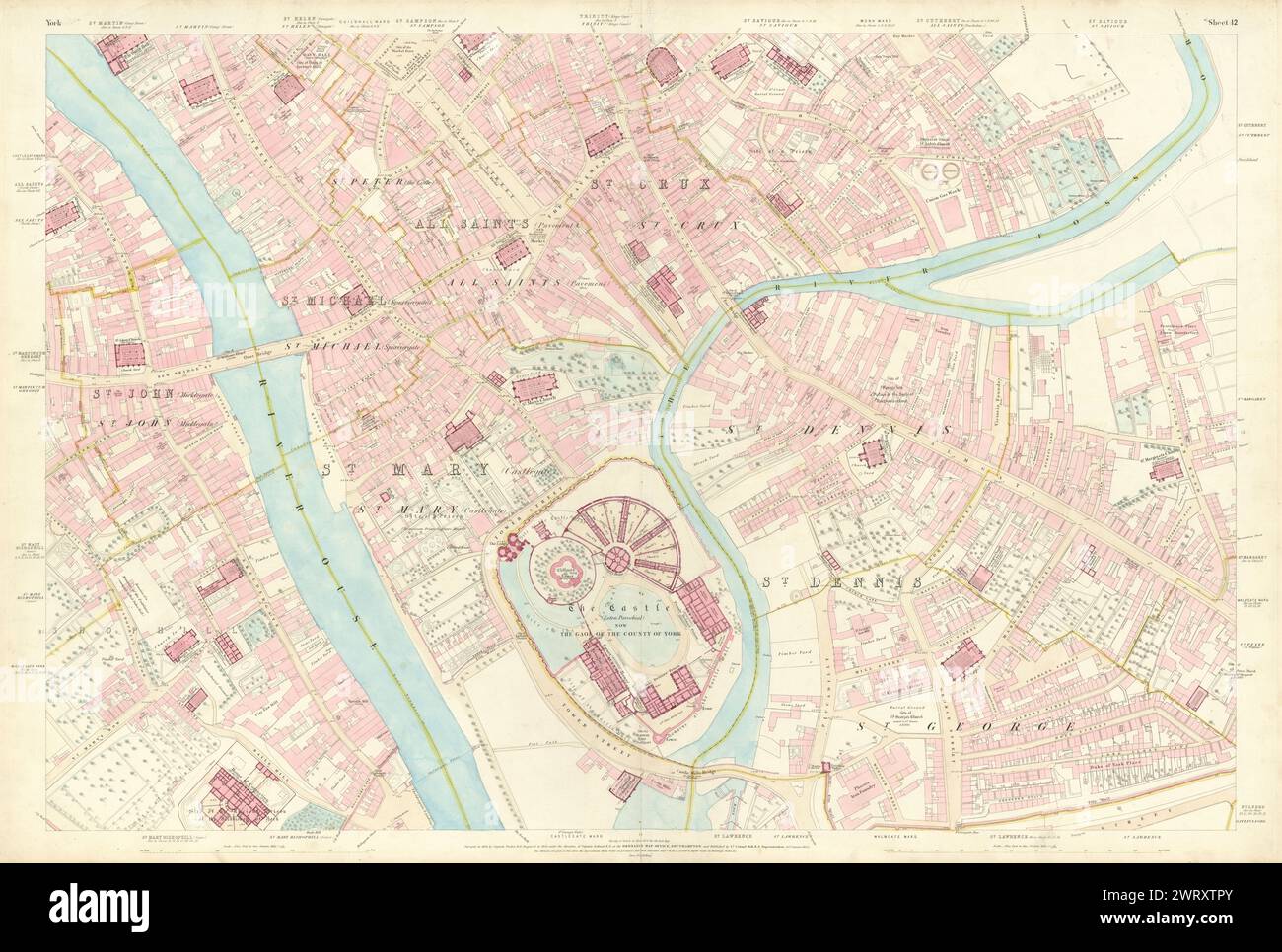City of York #12 Castle Bishophill Walmgate Fossgate Hungate Aldwark OS ...
