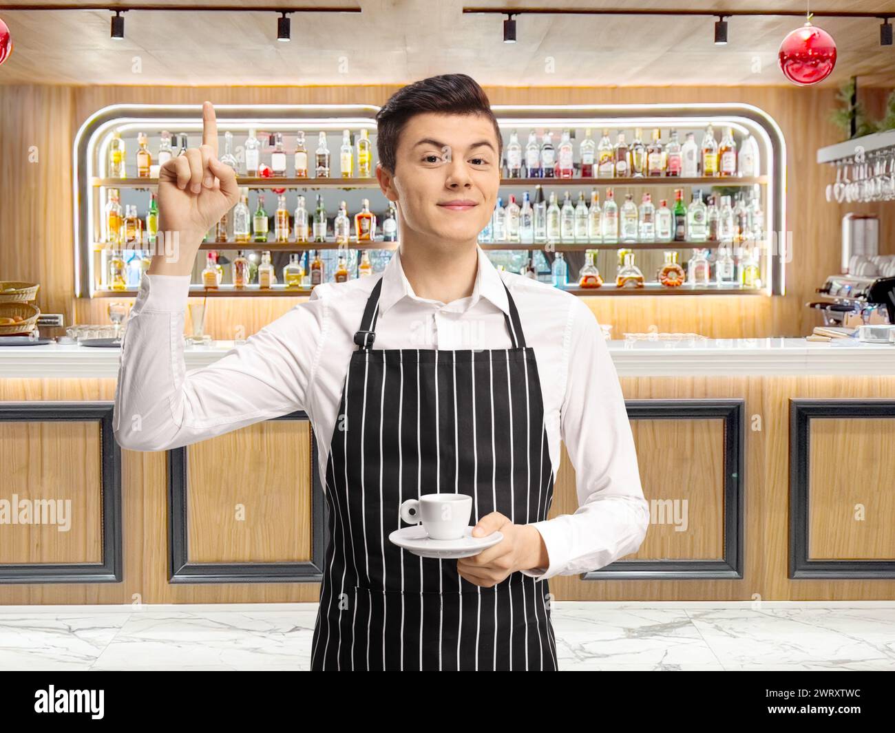 Cheerful caucasian guy barista male hi-res stock photography and images ...