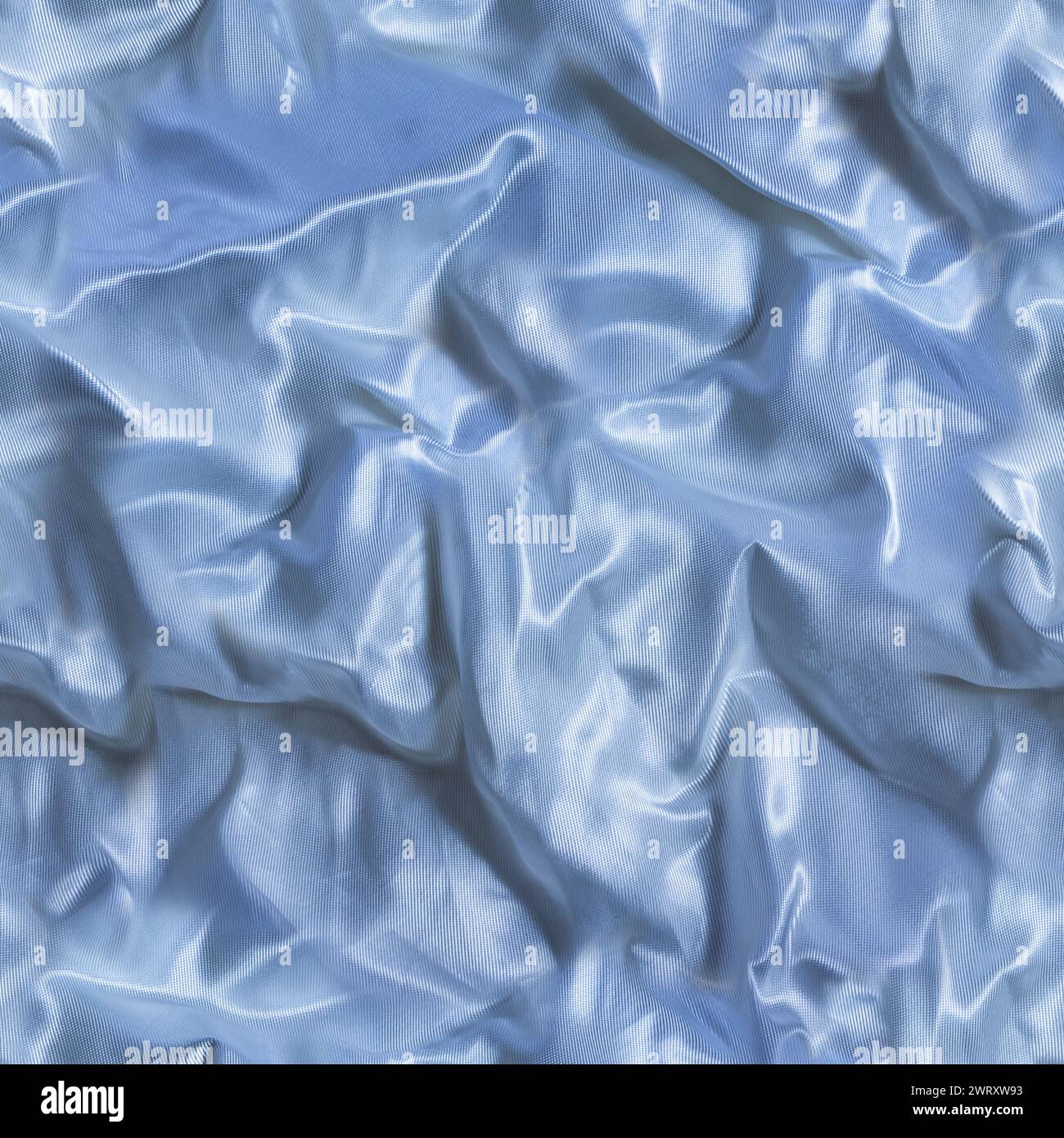 Seamless texture photo of blue colored wrinkled silk or satin drapery ...