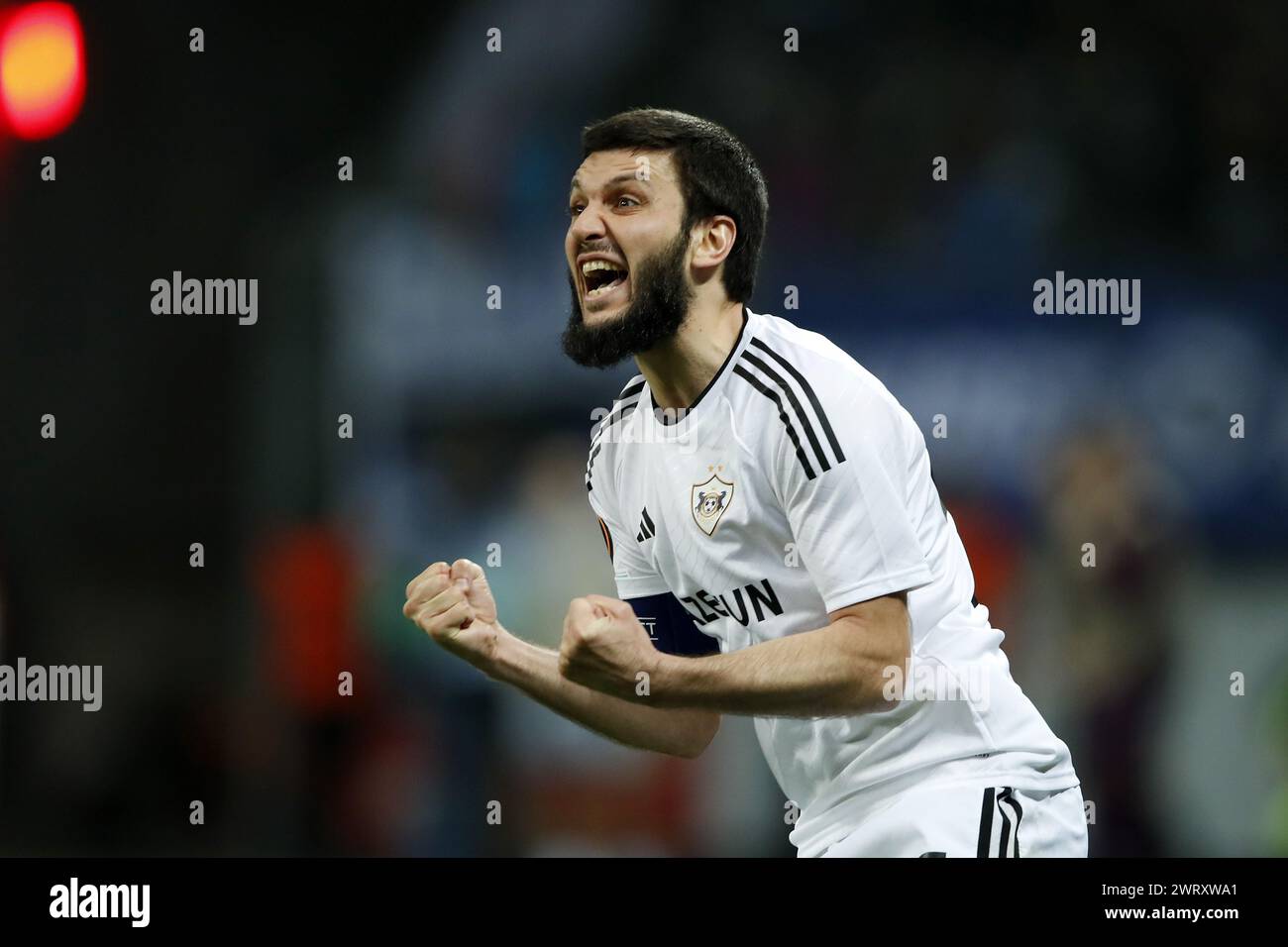 LEVERKUSEN - Badavi Huseynov of FK Qarabag celebrates the 0-1 during ...