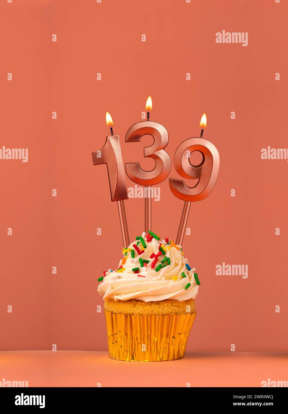 Candle number 139 - Cupcake birthday in coral fusion background Stock ...