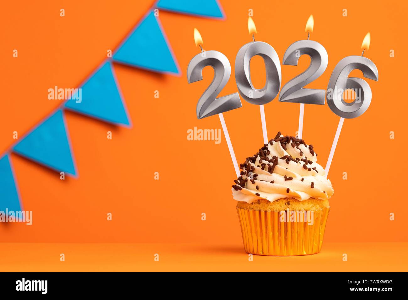 Happy New Year 2026 - Candles in the form of lit numbers Stock Photo ...